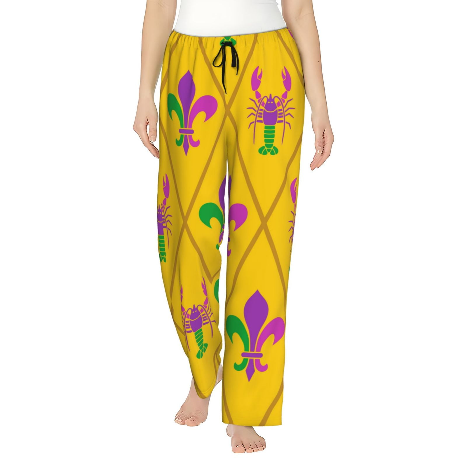 Fotbe Mardi Gras Crayfish and Fleur de lis Women's Pajama Pants ...