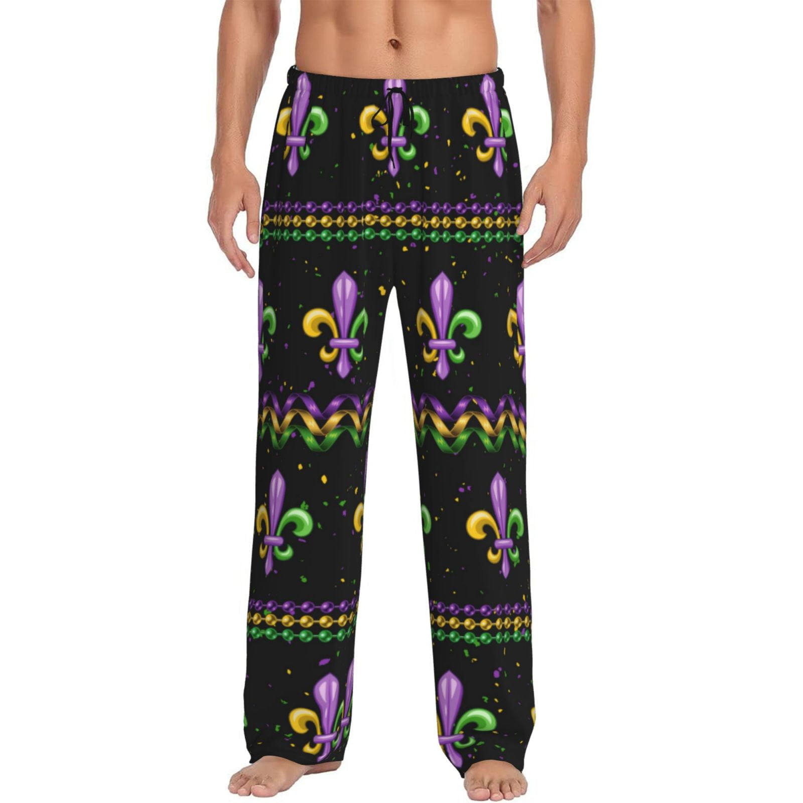 Fotbe Mardi Gras Fleur de Lis Men's Pajama Pants,Sleepwear Pants,Pj ...