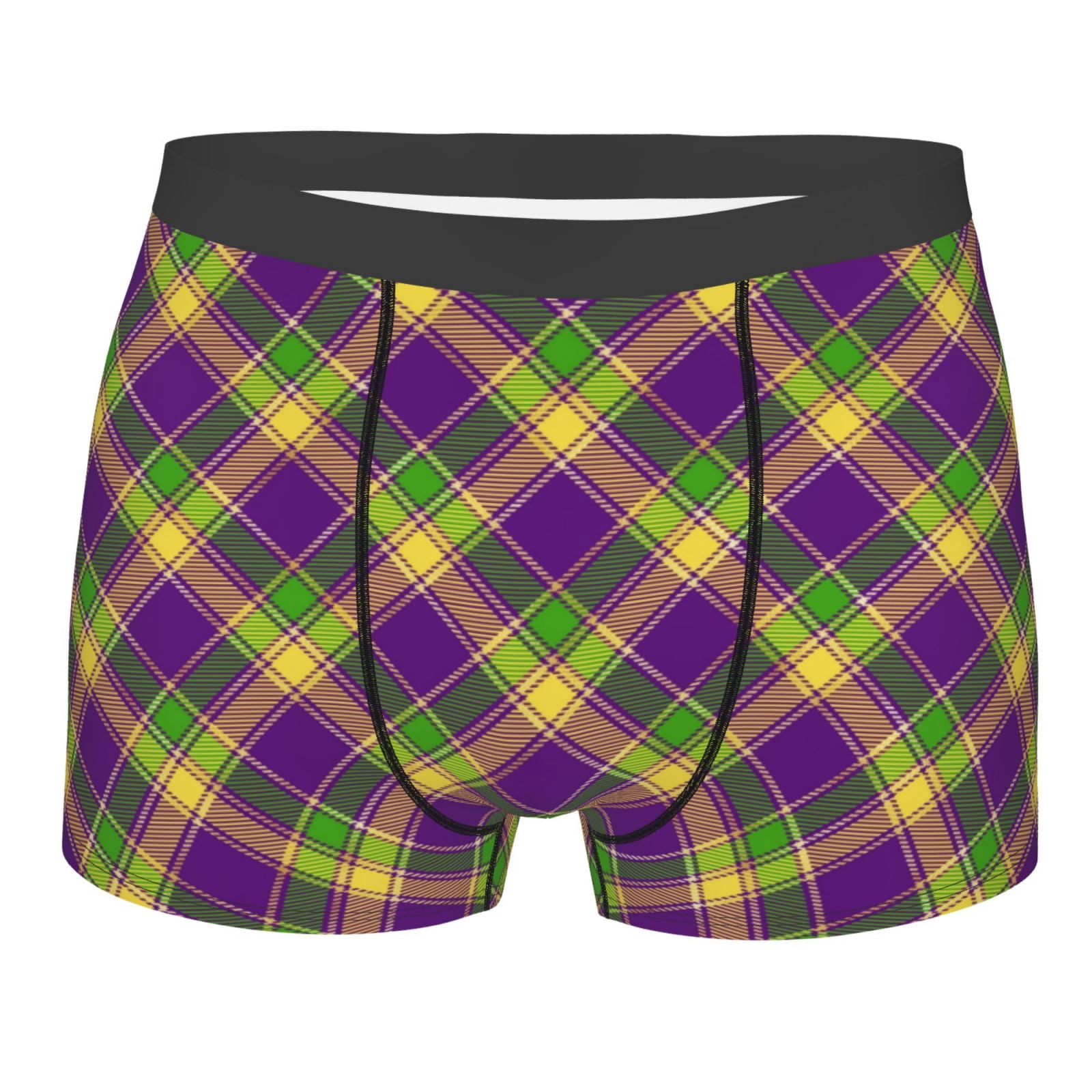Fotbe Mardi Gras Plaid Men’s Total Support Pouch Boxer Briefs, X-Temp ...
