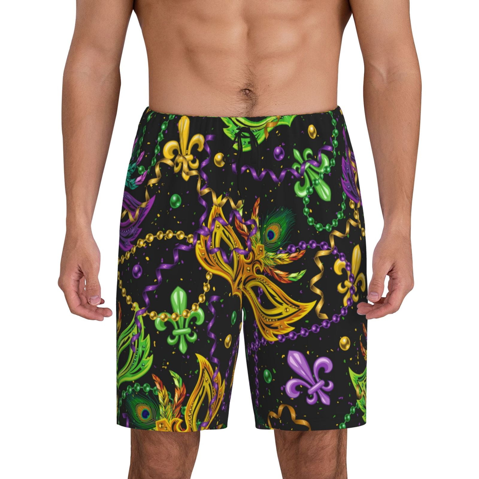 Fotbe Mardi Gras Surface Pajama Shorts for Men, Men's Pajama Bottoms ...