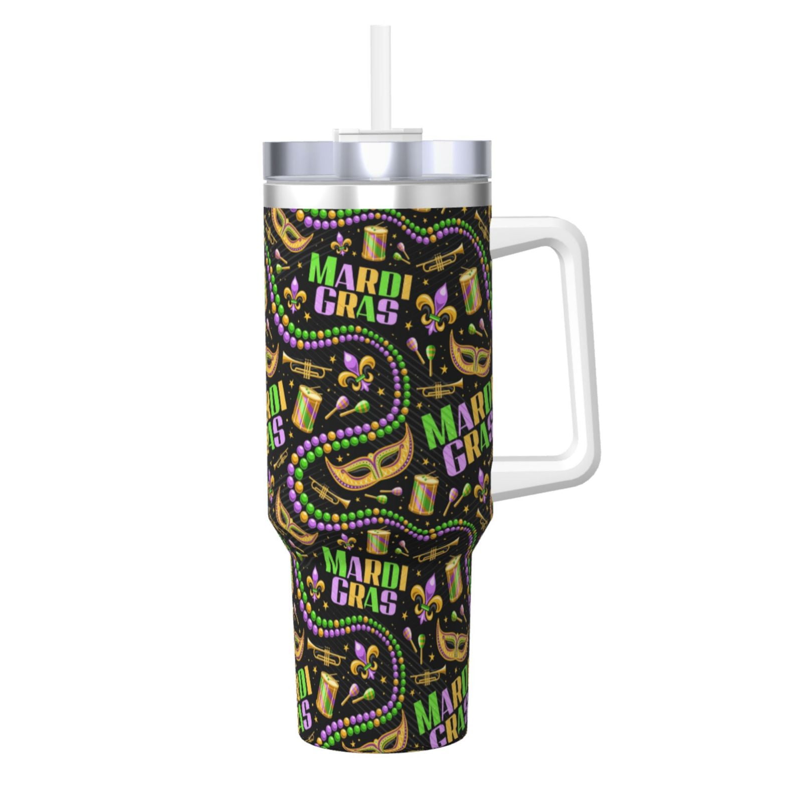 Fotbe Mardi Gras3 Pattern 40oz Ice Bully With Handle And Straw ...