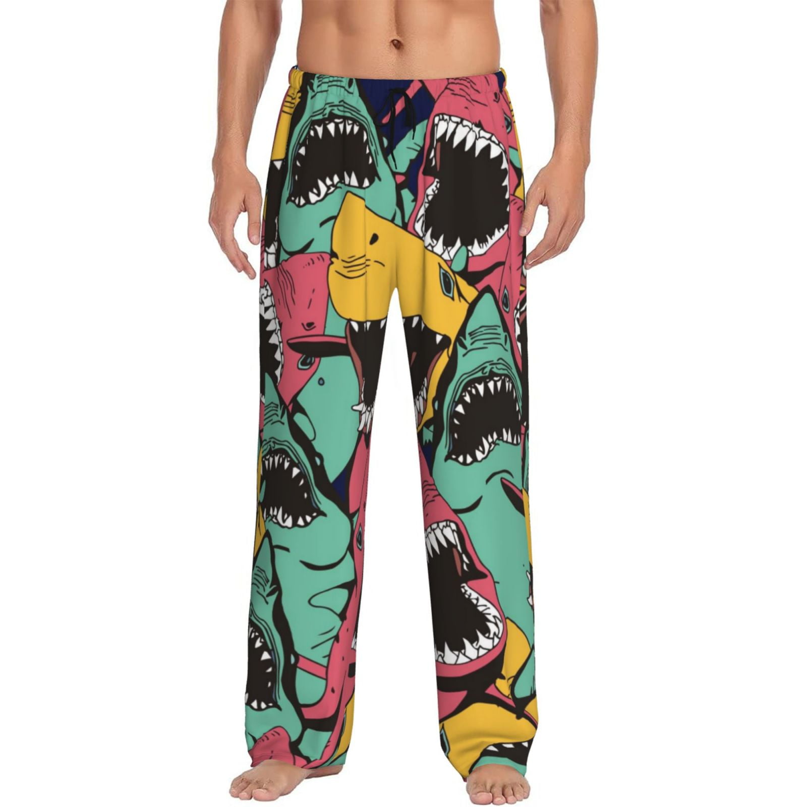 Fotbe Men'S Angry Shark Patternclassic Pajama Pants With Elastic Waist ...