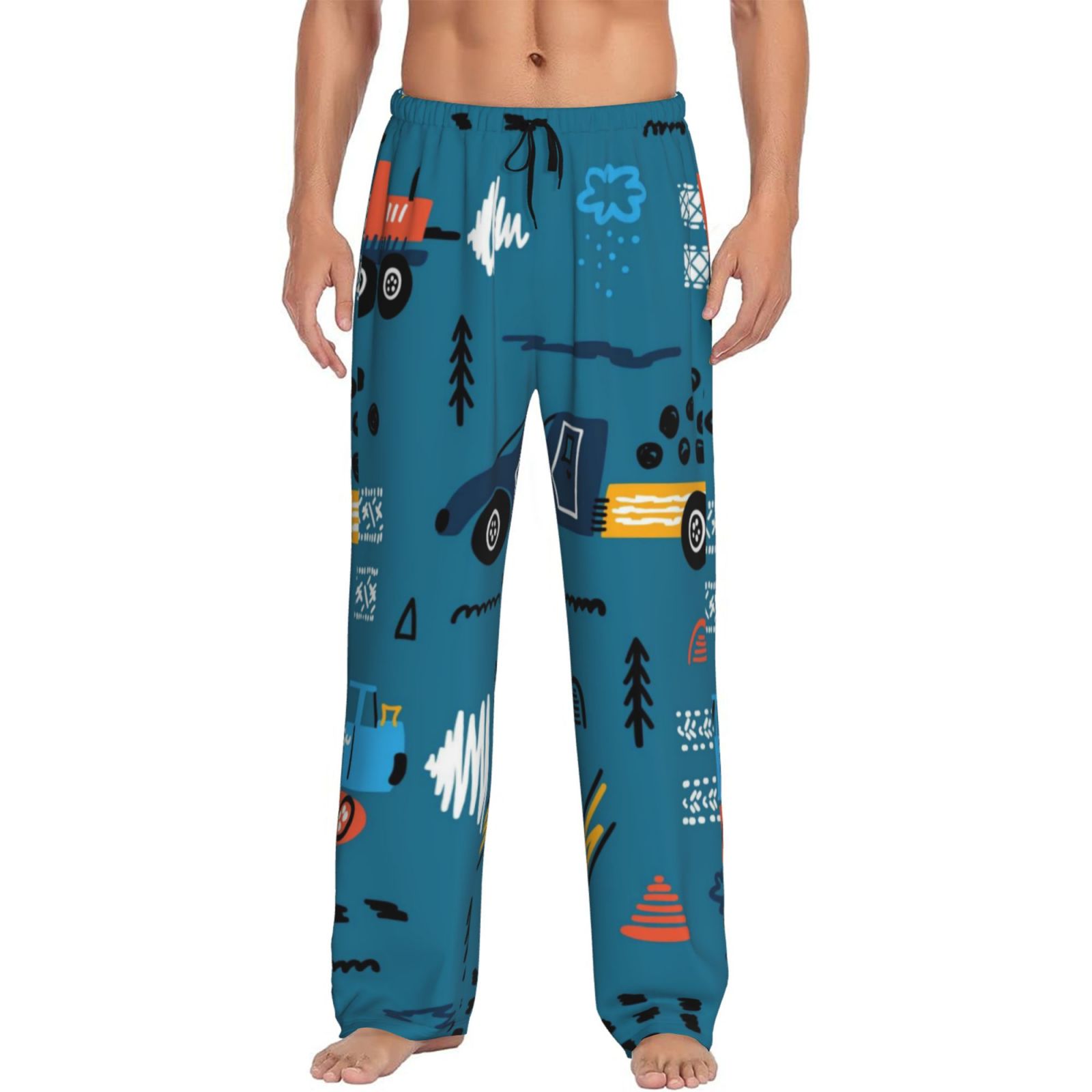 Fotbe Men'S Construction Trucksclassic Pajama Pants With Elastic Waist ...