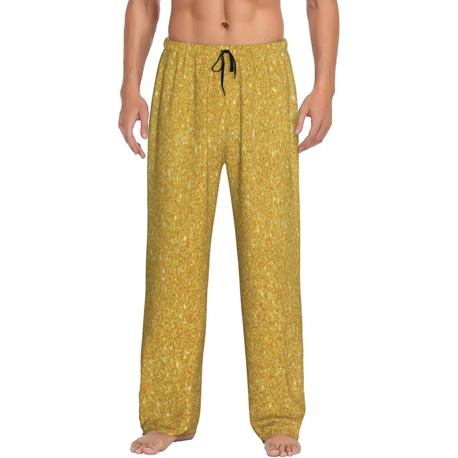 Fotbe Men'S Gold Shinyclassic Pajama Pants With Elastic Waist And ...