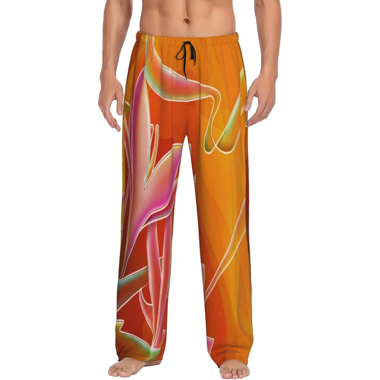 Fotbe Men'S Orange Flower Psychedelicclassic Pajama Pants With Elastic ...