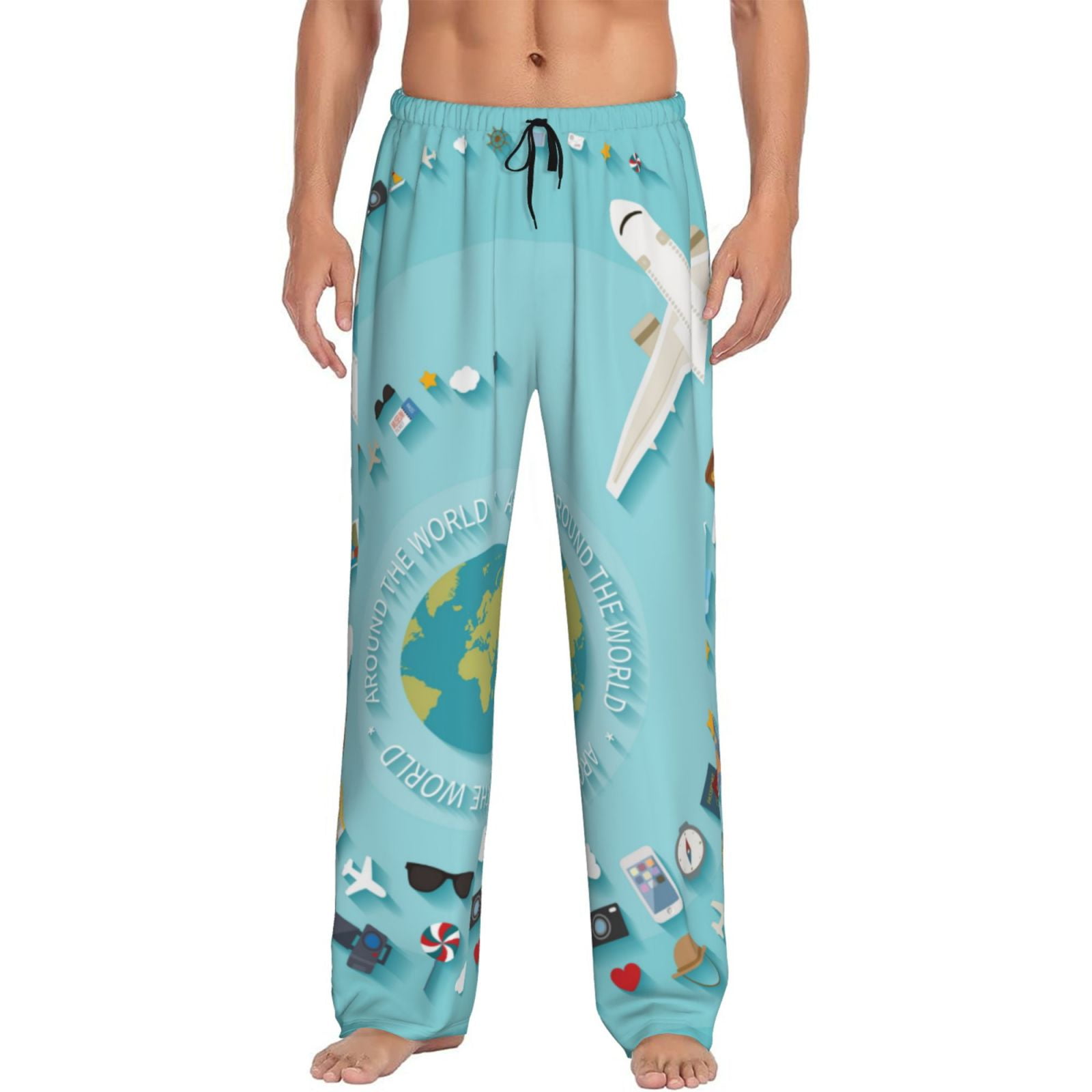 Fotbe Men'S Travelling On Airplaneclassic Pajama Pants With Elastic ...