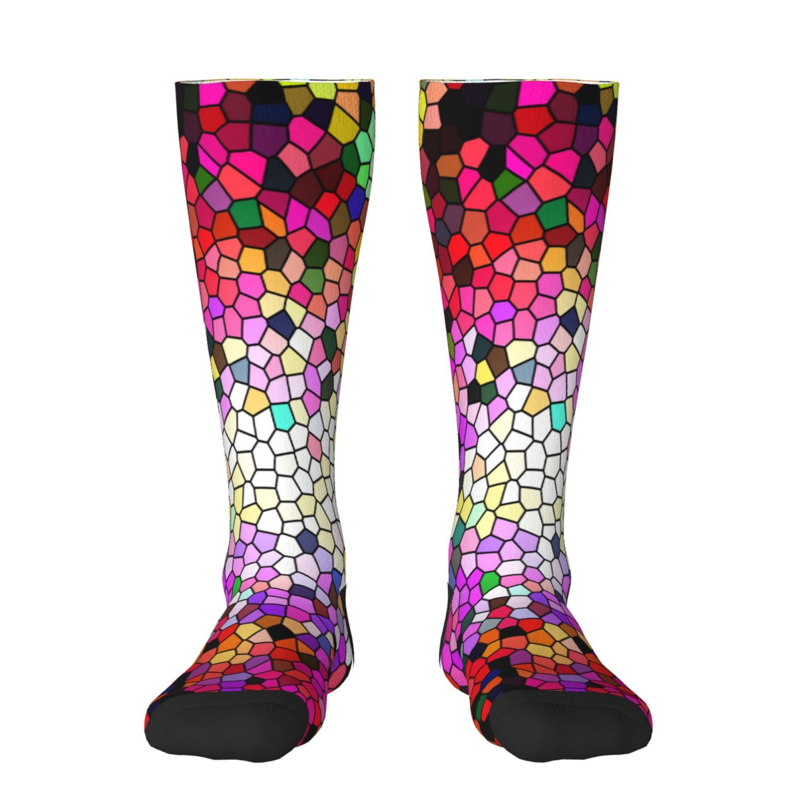 Fotbe Men'S Women'S Funny Colorful Tie Dye Stained Glass 3 Dress Socks ...