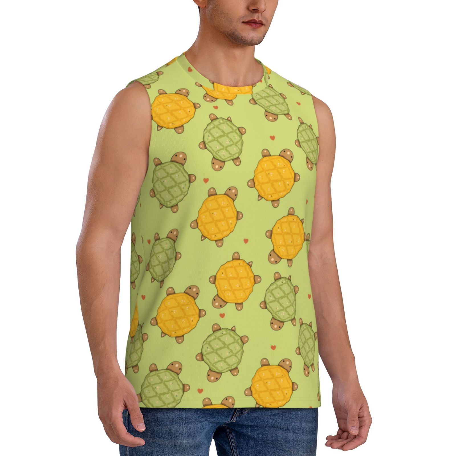 Fotbe Men's Cute Turtle Print Men's Sleeveless Muscle Tank Tops Casual ...