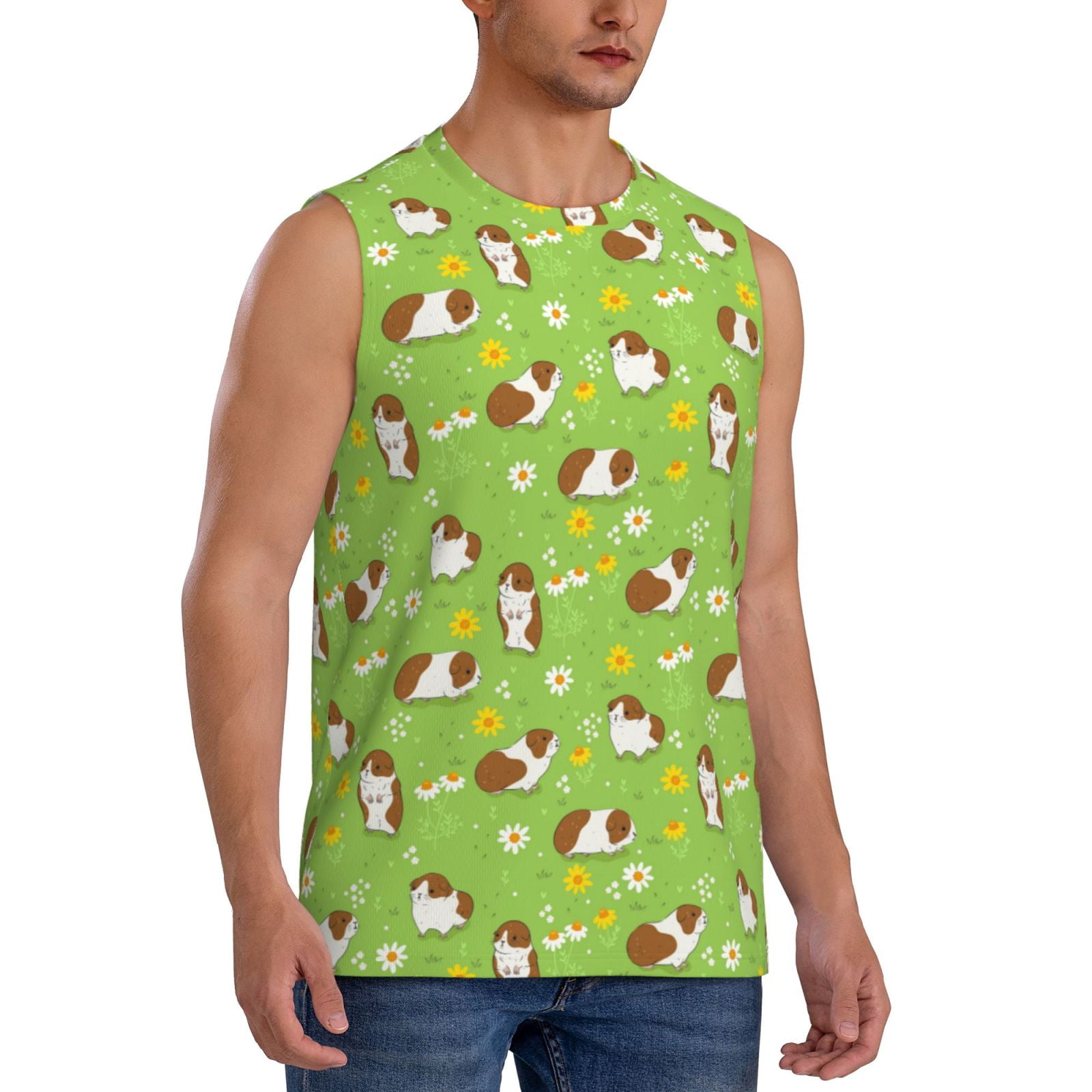 Fotbe Men's Guinea Pigs Print Men's Sleeveless Muscle Tank Tops Casual ...