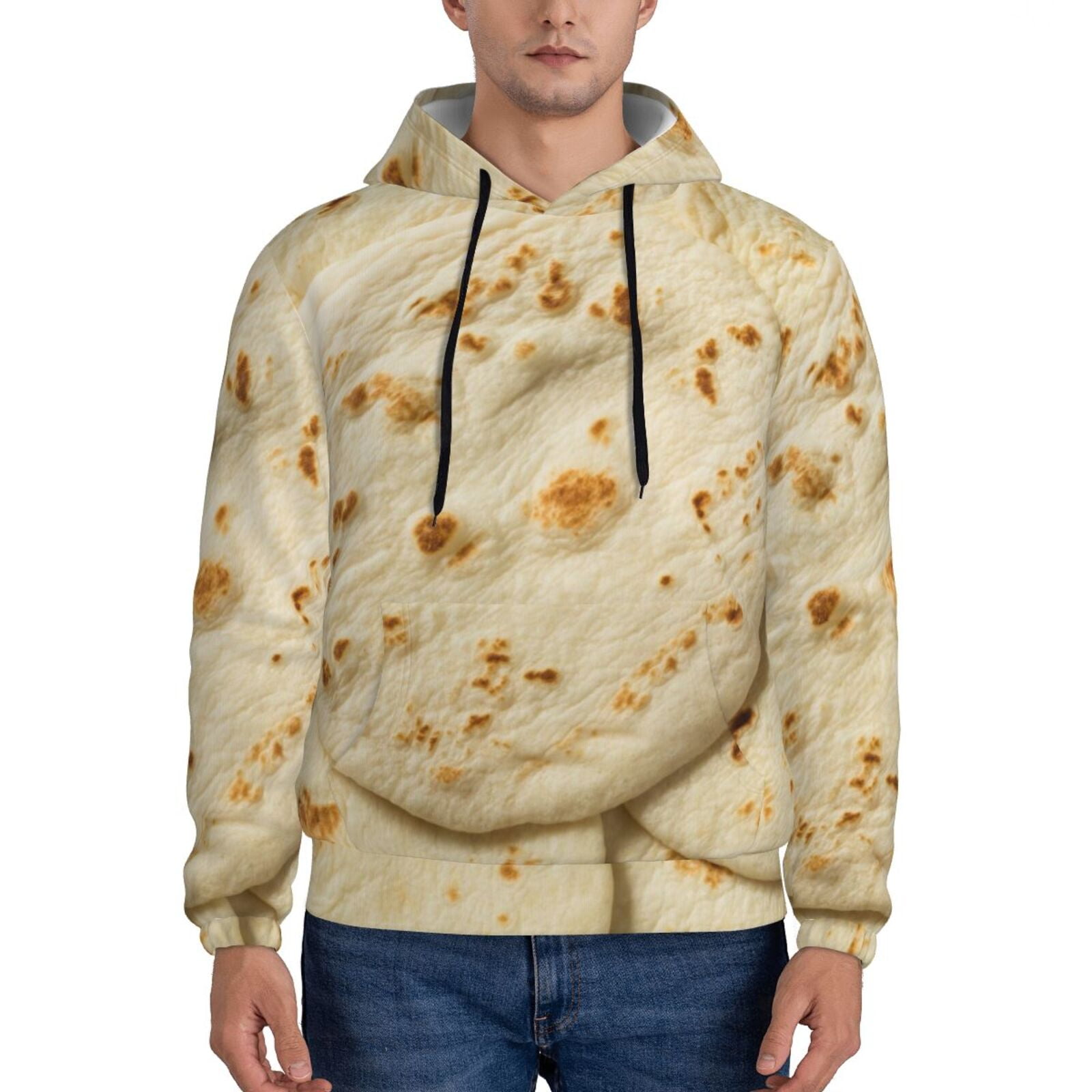 Fotbe Men's Hoodie with Taco Tortillas Pattern - Kangaroo Pocket ...