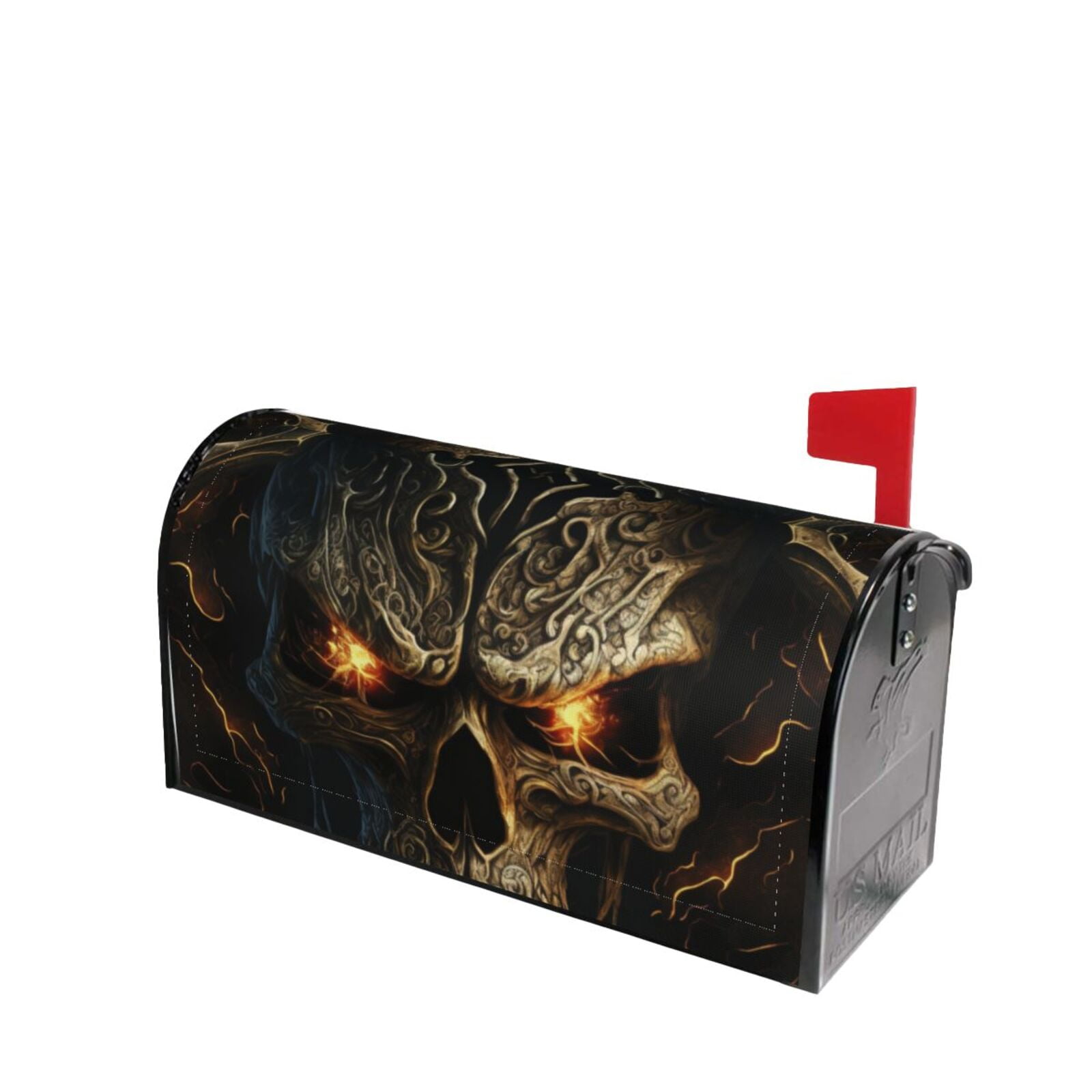 Fotbe Metal Evil Skull Mailbox Covers Post Letter Box Cover Garden ...