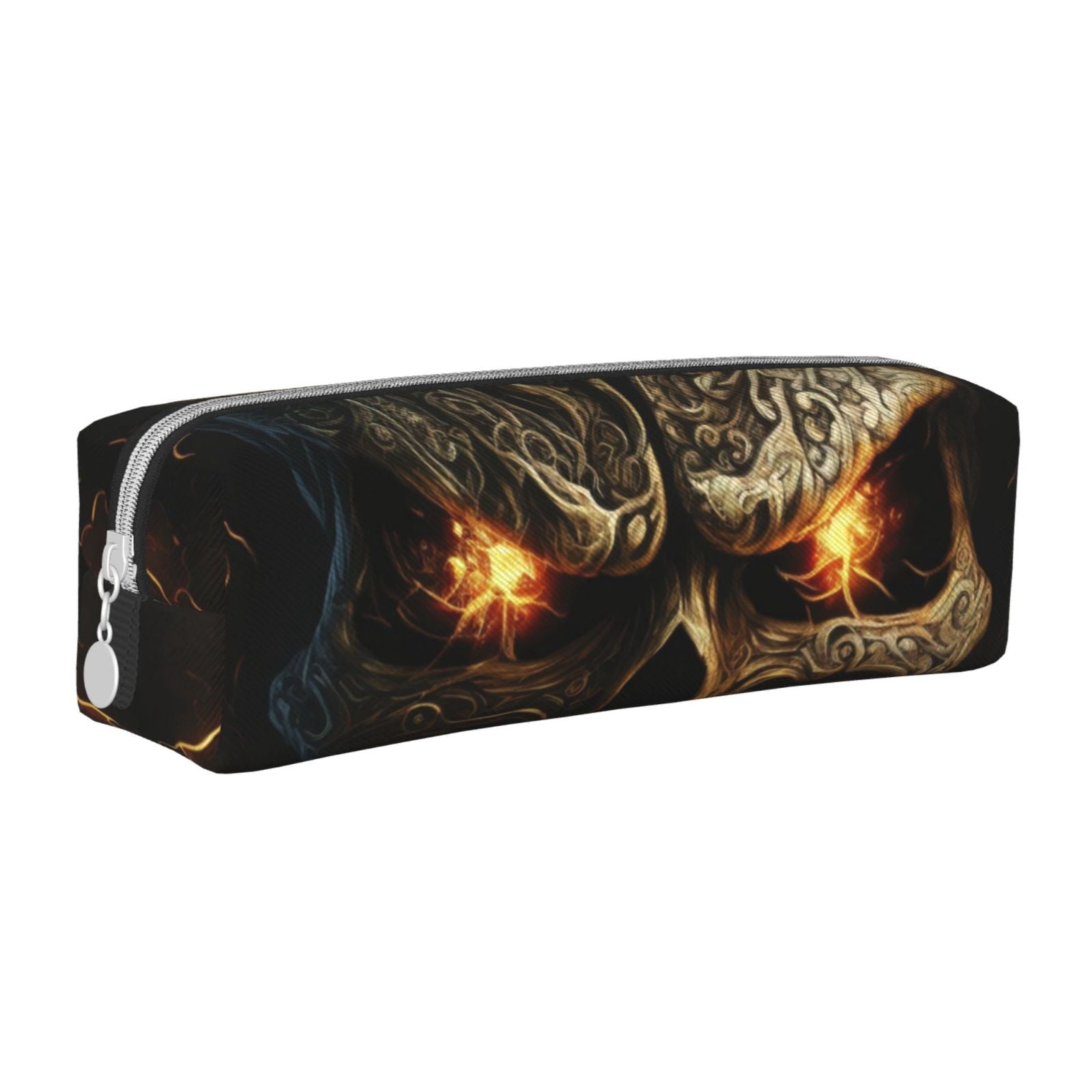 Fotbe Metal Evil Skull Pattern Leather Pencil Case, Pencil Pouch with ...