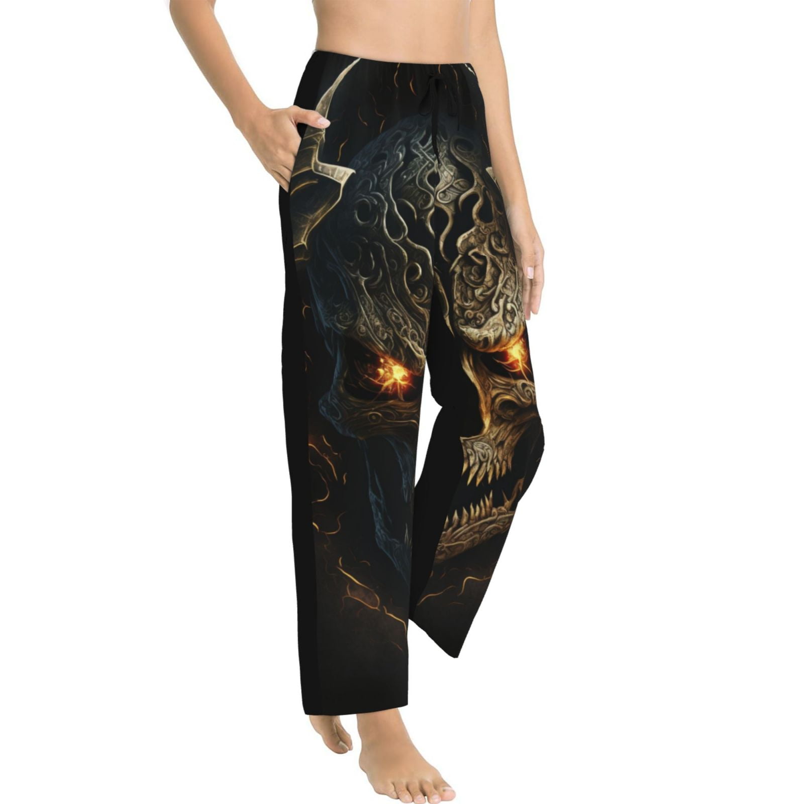 Fotbe Metal Evil Skull Women's Pajama Pants,Sleepwear Pants,Pj Bottoms ...