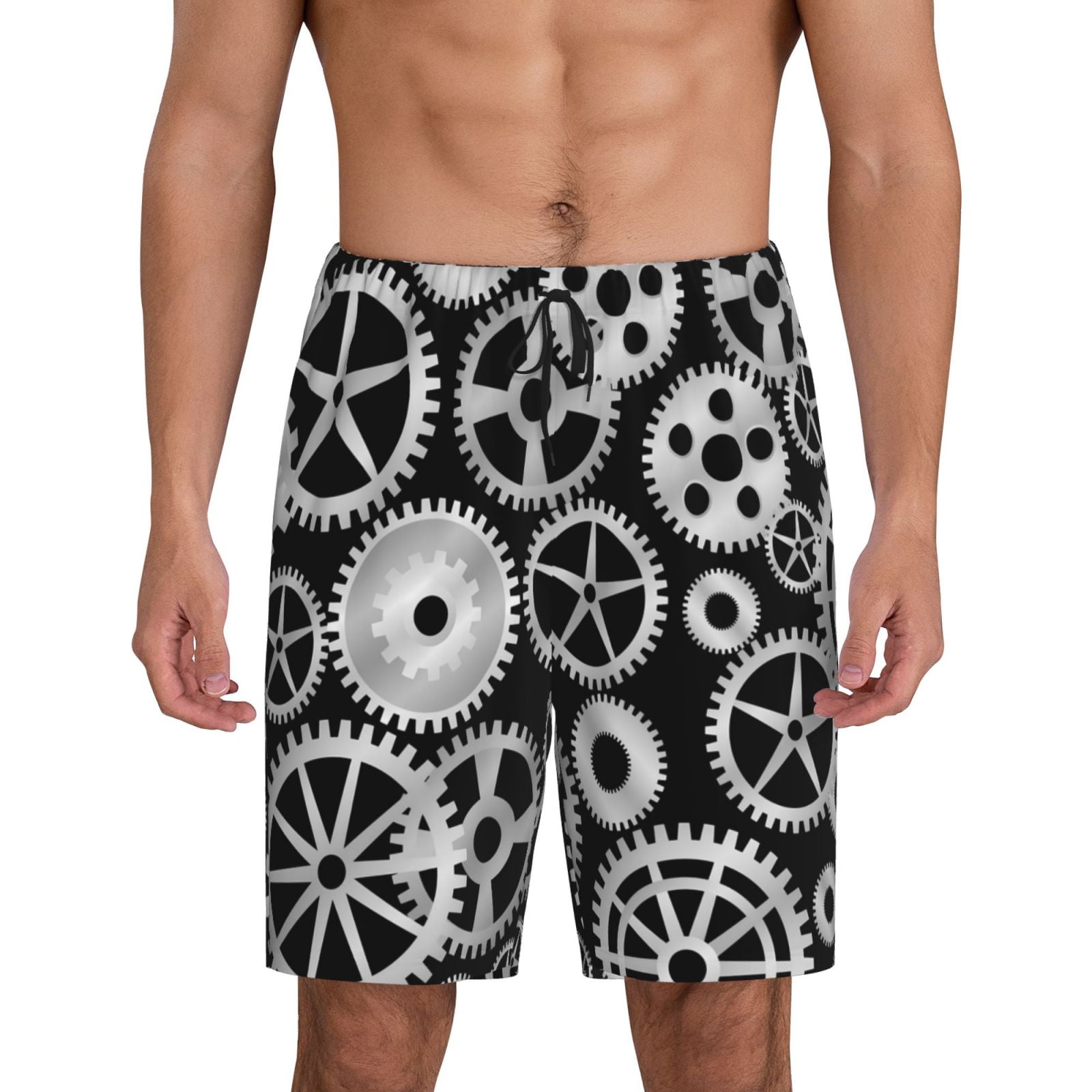 Fotbe Metallic Gears Pajama Shorts for Men, Men's Pajama Bottoms ...