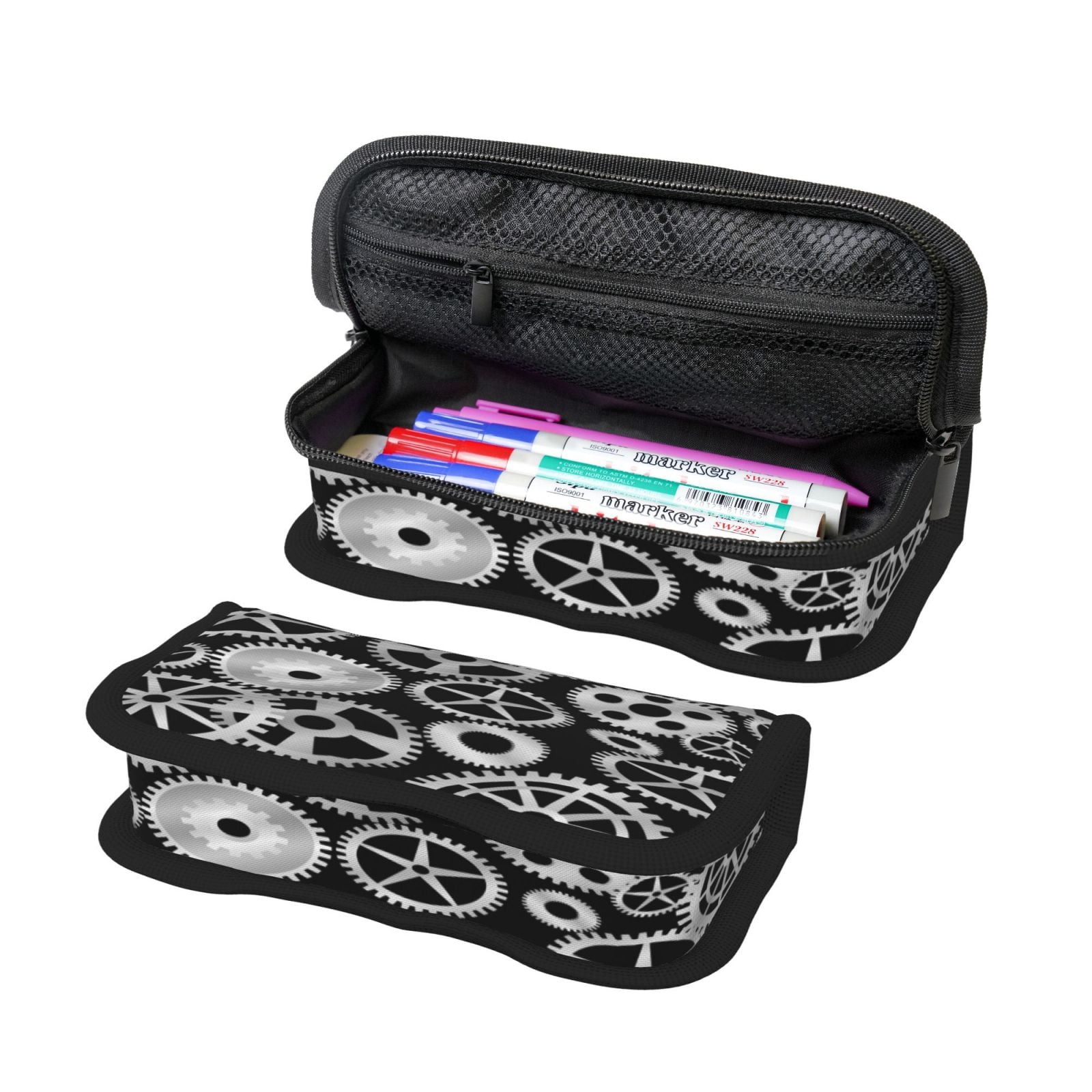 Fotbe Metallic Gears Pattern Pencil Case,Canvas Pen Case, Multi- Slot ...