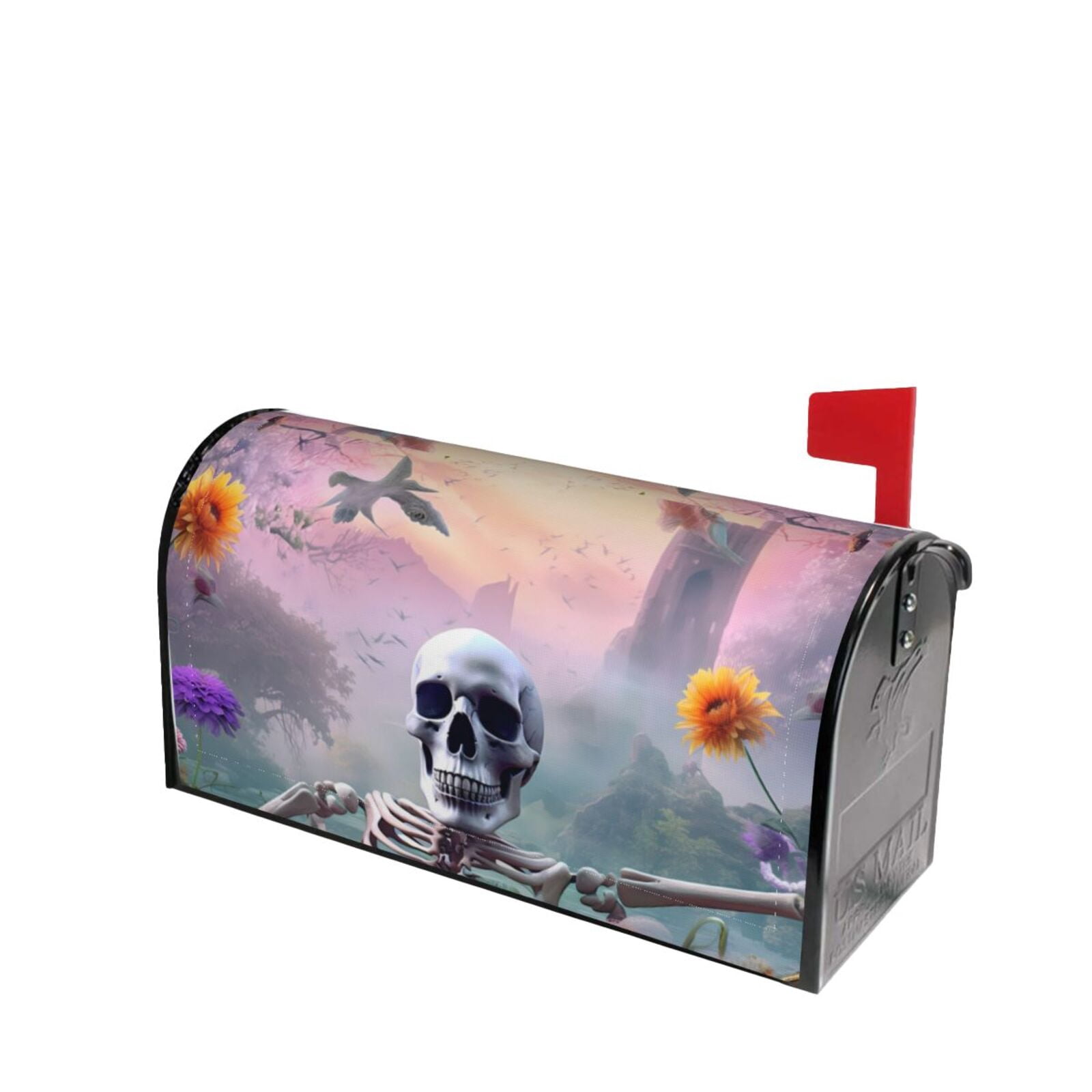 Fotbe Mist Sunflower Skull Mailbox Covers Post Letter Box Cover Garden ...