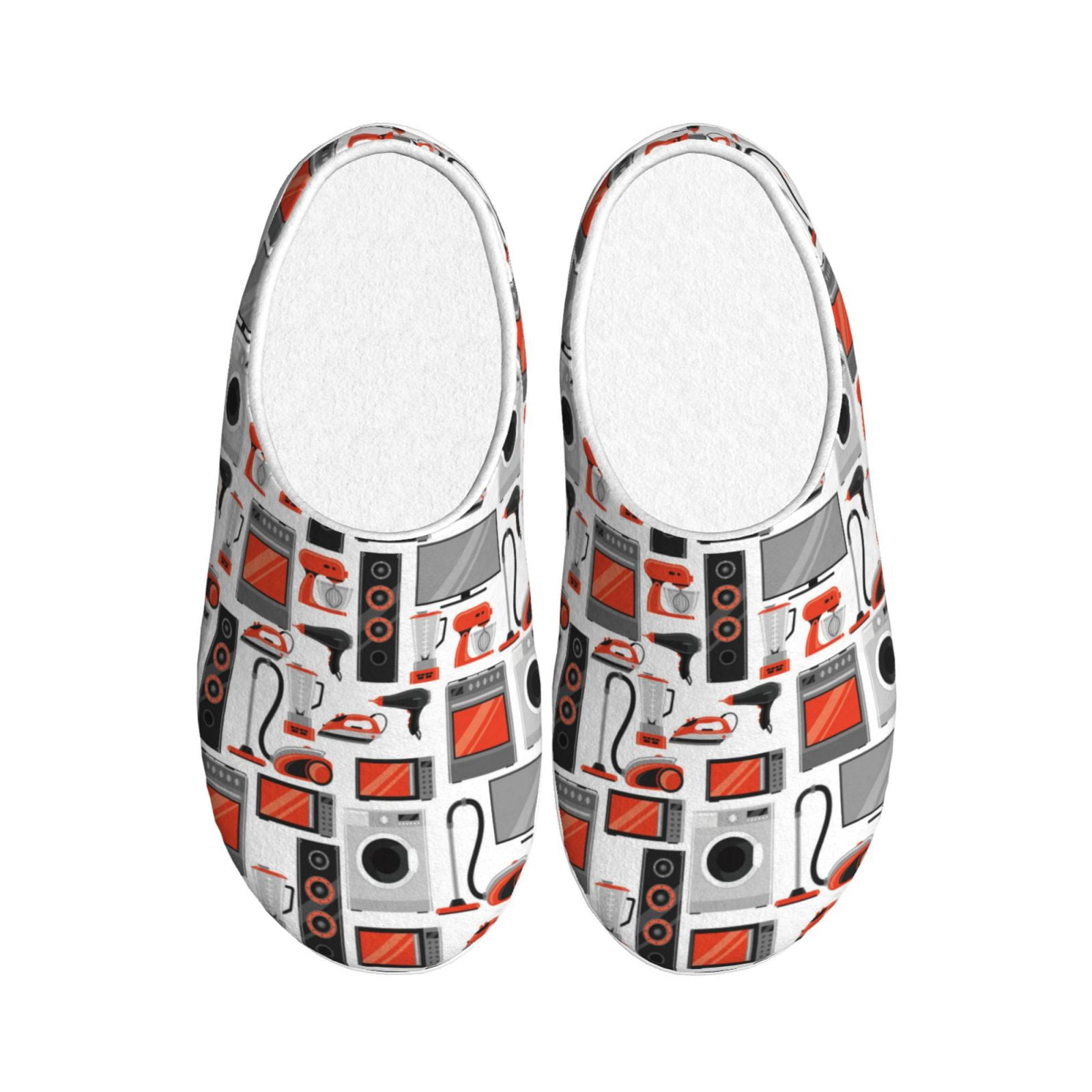 Fotbe Modern Life Pattern Women's Fuzzy Curly Fur Memory Foam Loafer ...