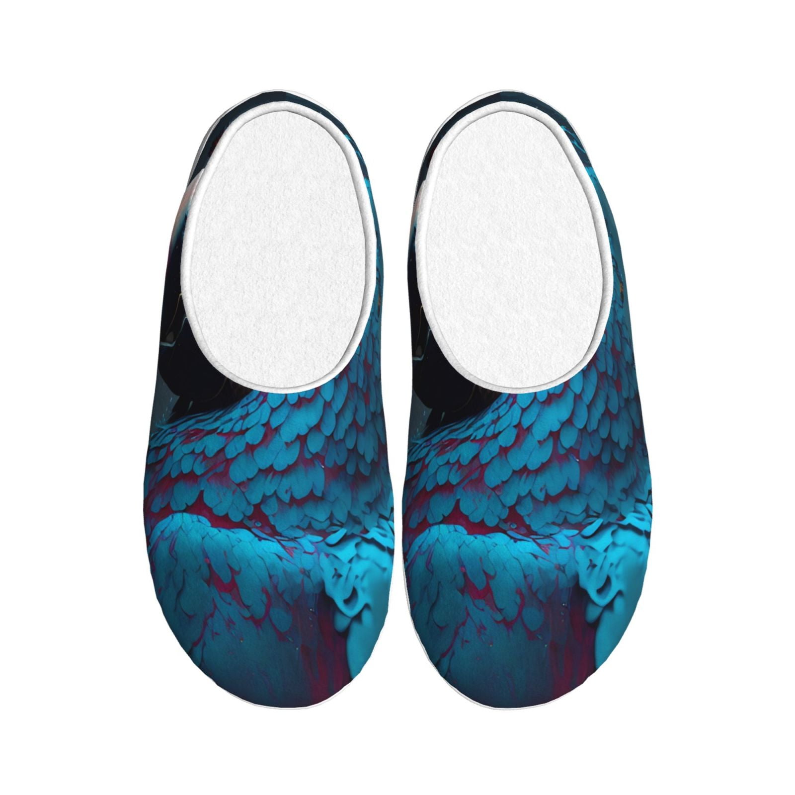 Fotbe Modern Style Blue Parrot Pattern Women's Fuzzy Curly Fur Memory ...