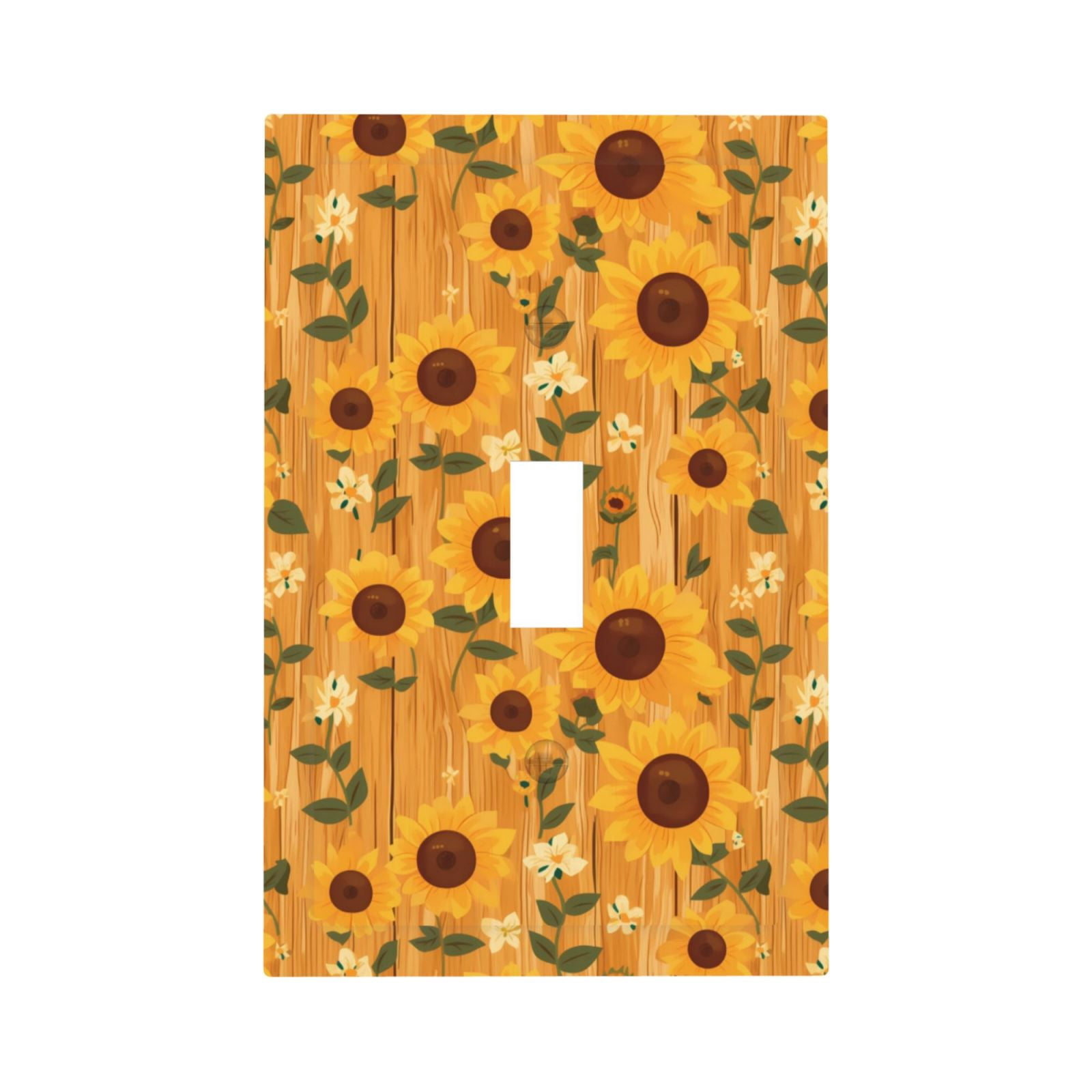 Fotbe Modern Wood Grain Sunflower Print Duplex Receptacle Wall Plate, 1 ...