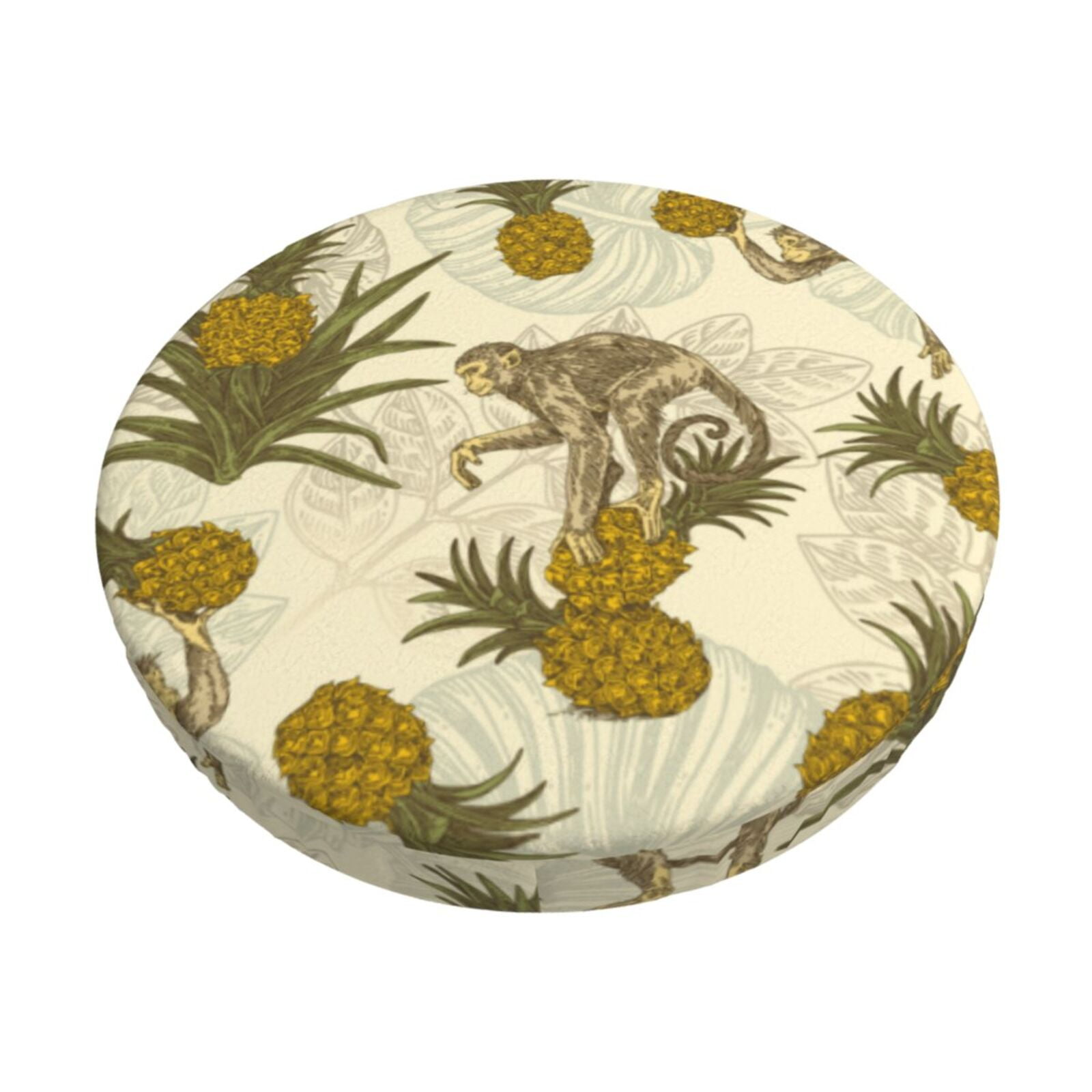 Fotbe Monkeys and Pinealpples Stool Covers Round,Waterproof Round Bar ...