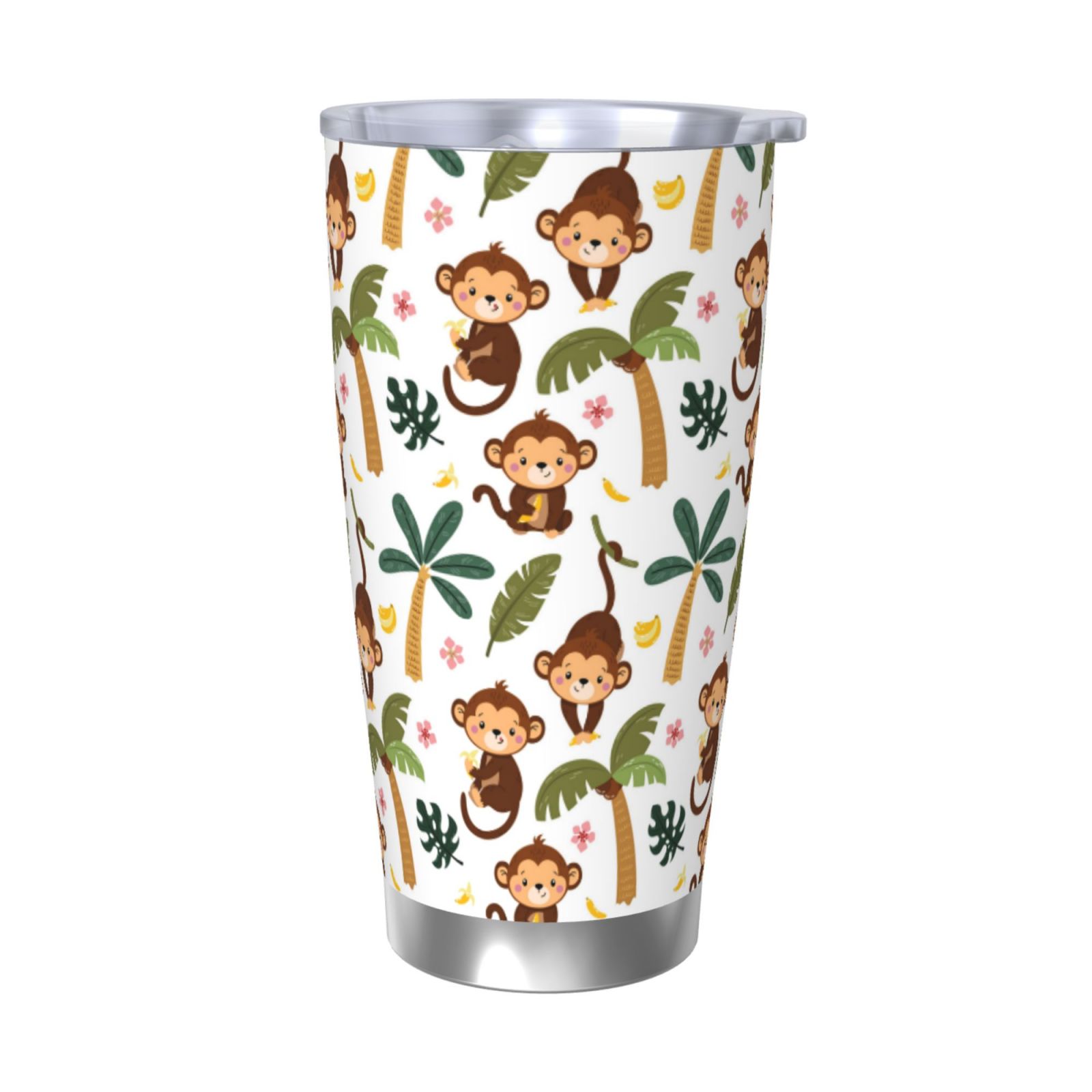 Fotbe Monkeys Swinging from Palms Pattern 20 oz Tumbler Stainless Steel Vacuum Insulated Coffee ...
