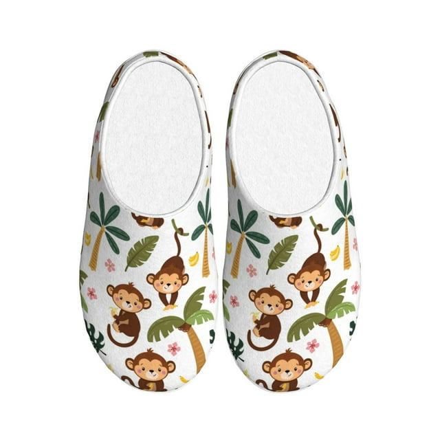 Fotbe Monkeys Swinging from Palms Pattern Women's Fuzzy Curly Fur ...