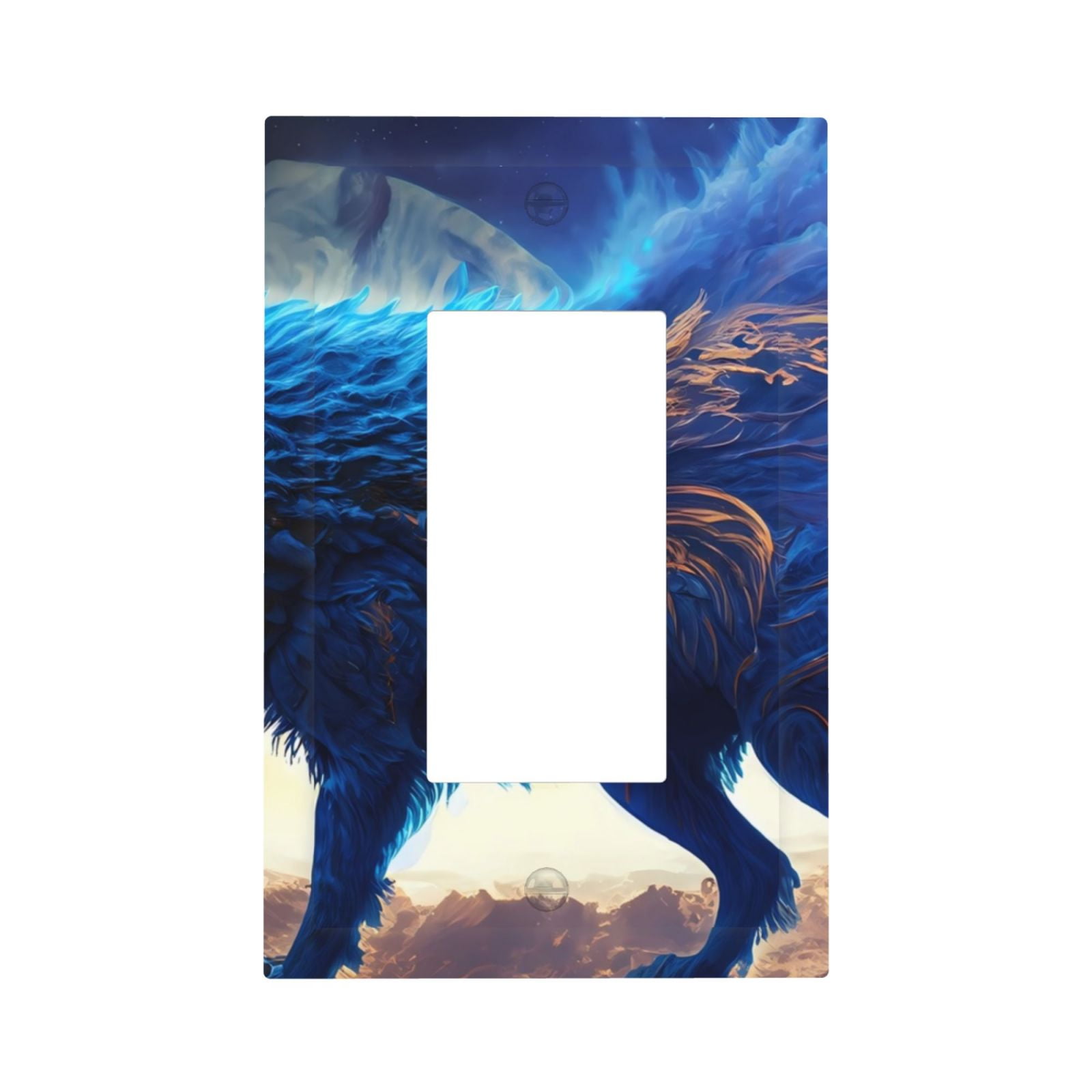 Fotbe Moonlit Blue Wolf Print Duplex Receptacle Wall Plate, 1-Gang 5.0 ...