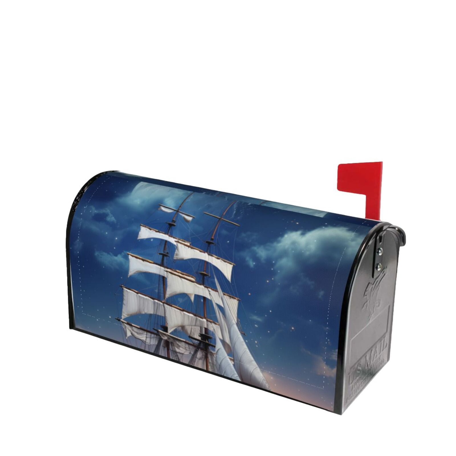 Fotbe Moonlit Night Sea Sailboat Mailbox Covers Post Letter Box Cover ...
