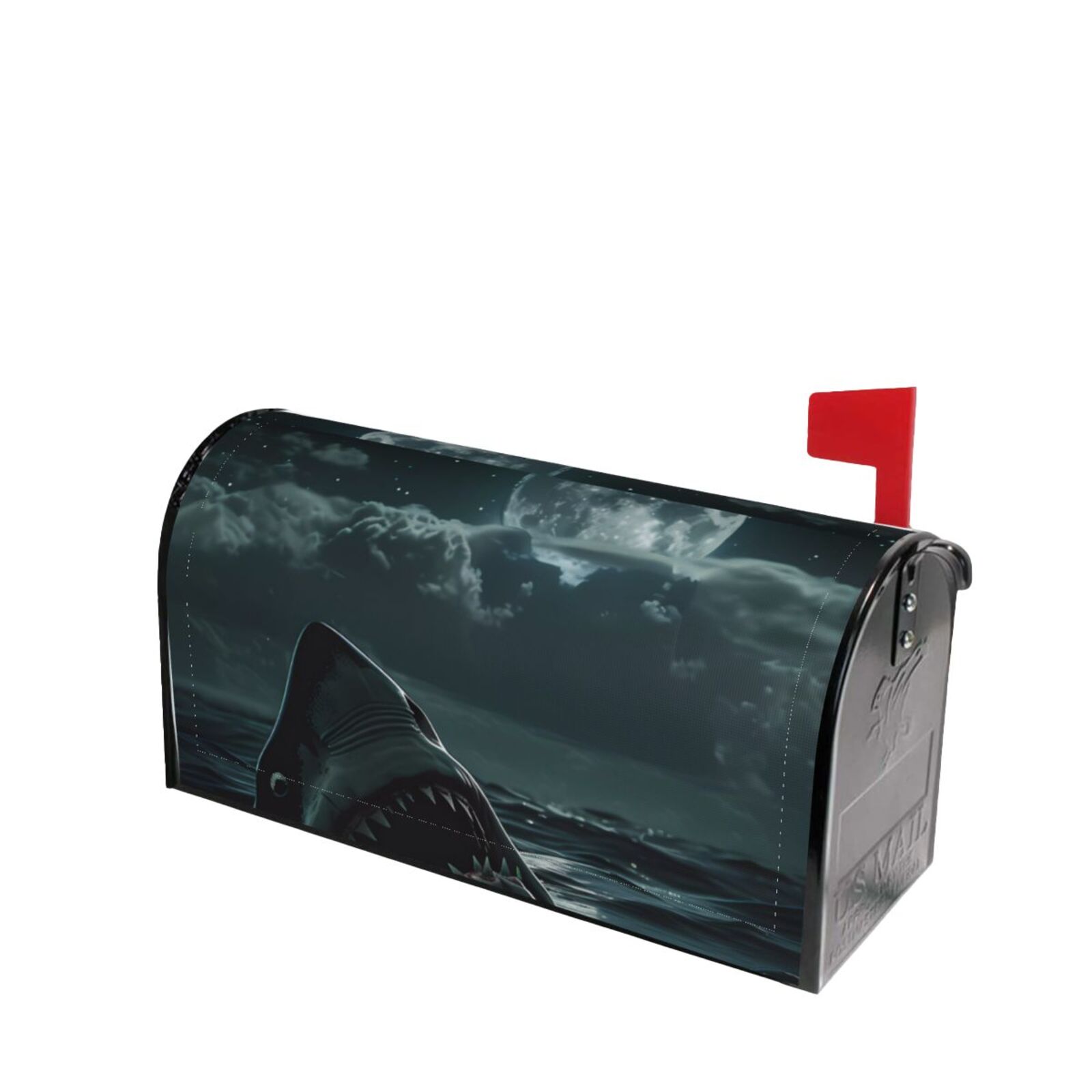 Fotbe Moonlit Night Sky Shark Mailbox Covers Post Letter Box Cover ...
