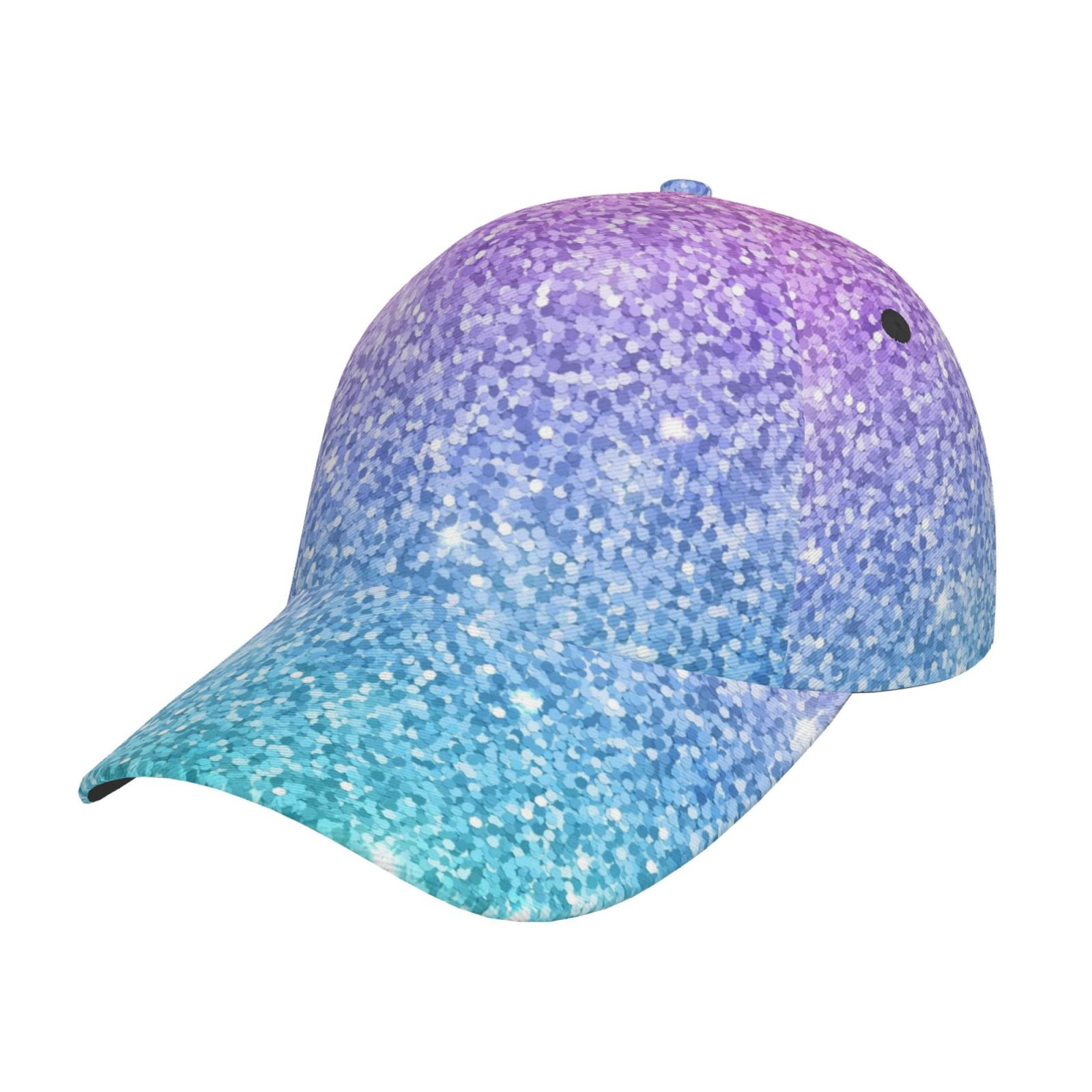 Fotbe Multicolor Glitter Baseball Cap, Multicolor Glitter Print Dad Hat ...
