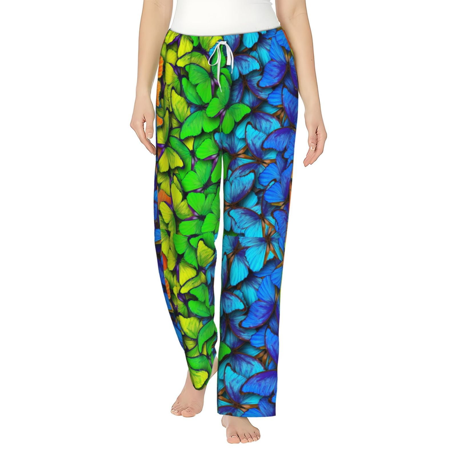 Fotbe Multicolored Butterflies Women's Pajama Pants,Sleepwear Pants,Pj ...