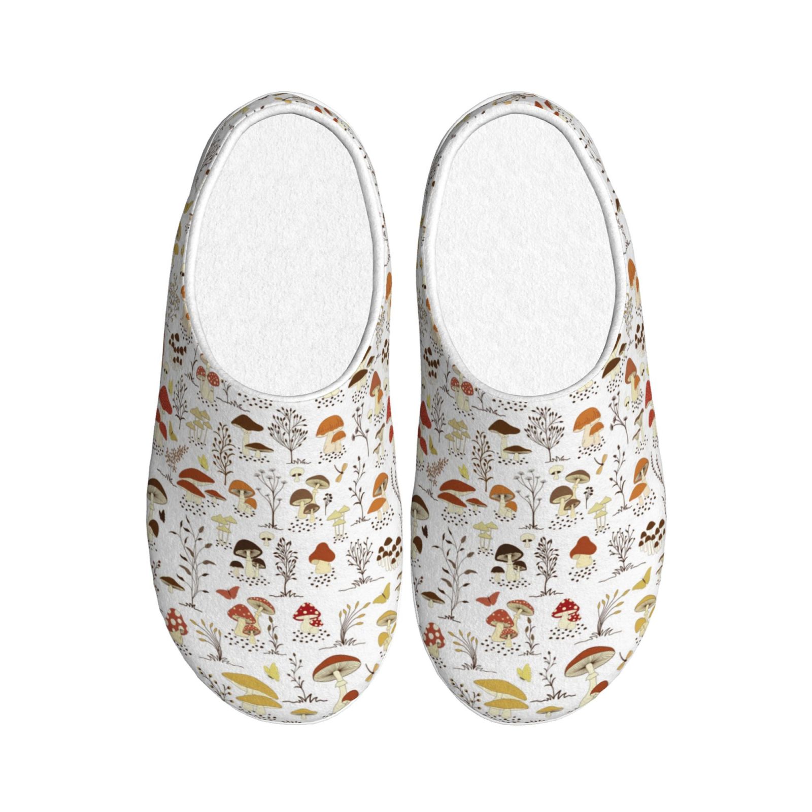 Fotbe Mushrooms And Butterflies Pattern Women's Fuzzy Curly Fur Memory ...
