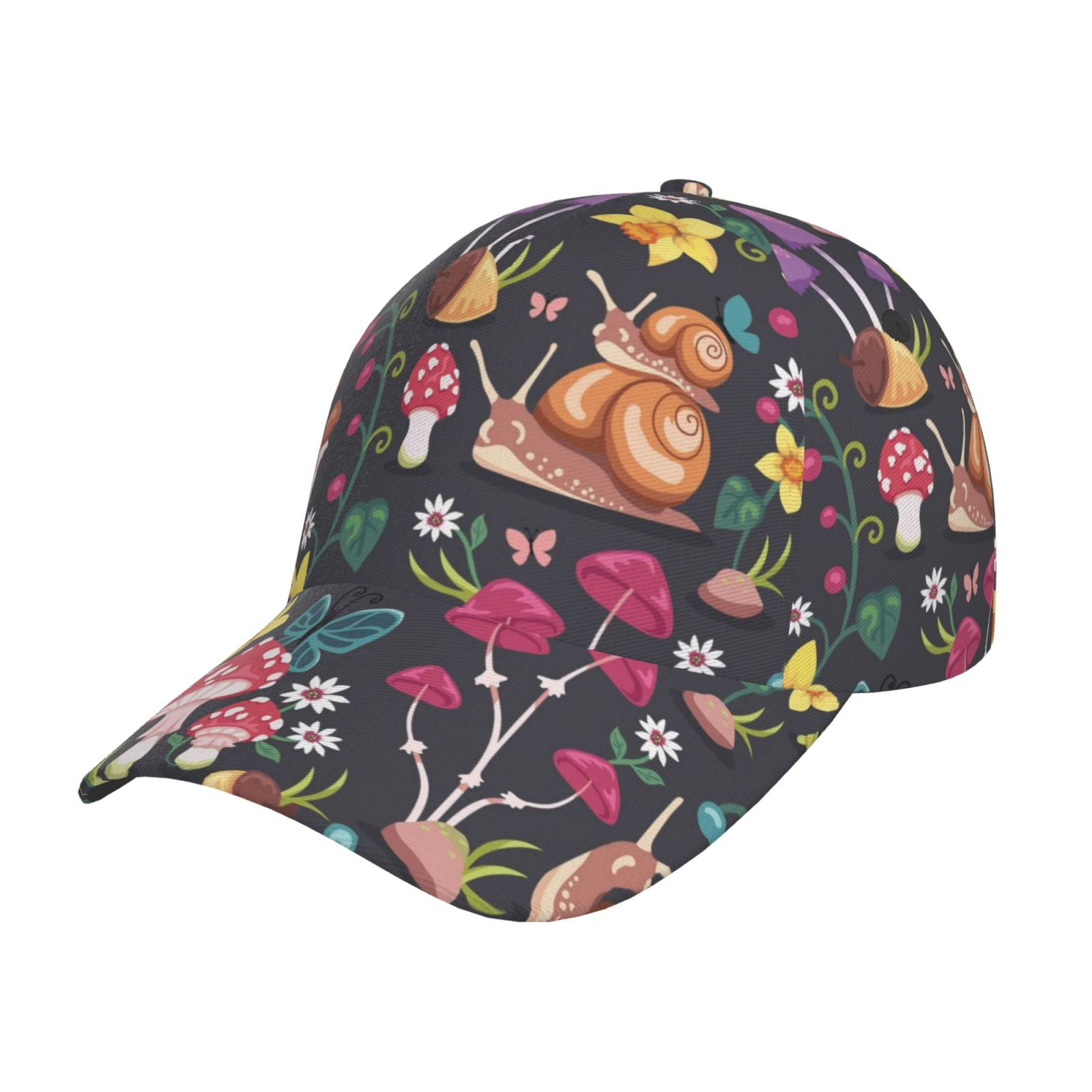 Fotbe Mushrooms Snails Butterflies Baseball Cap, Mushrooms Snails ...