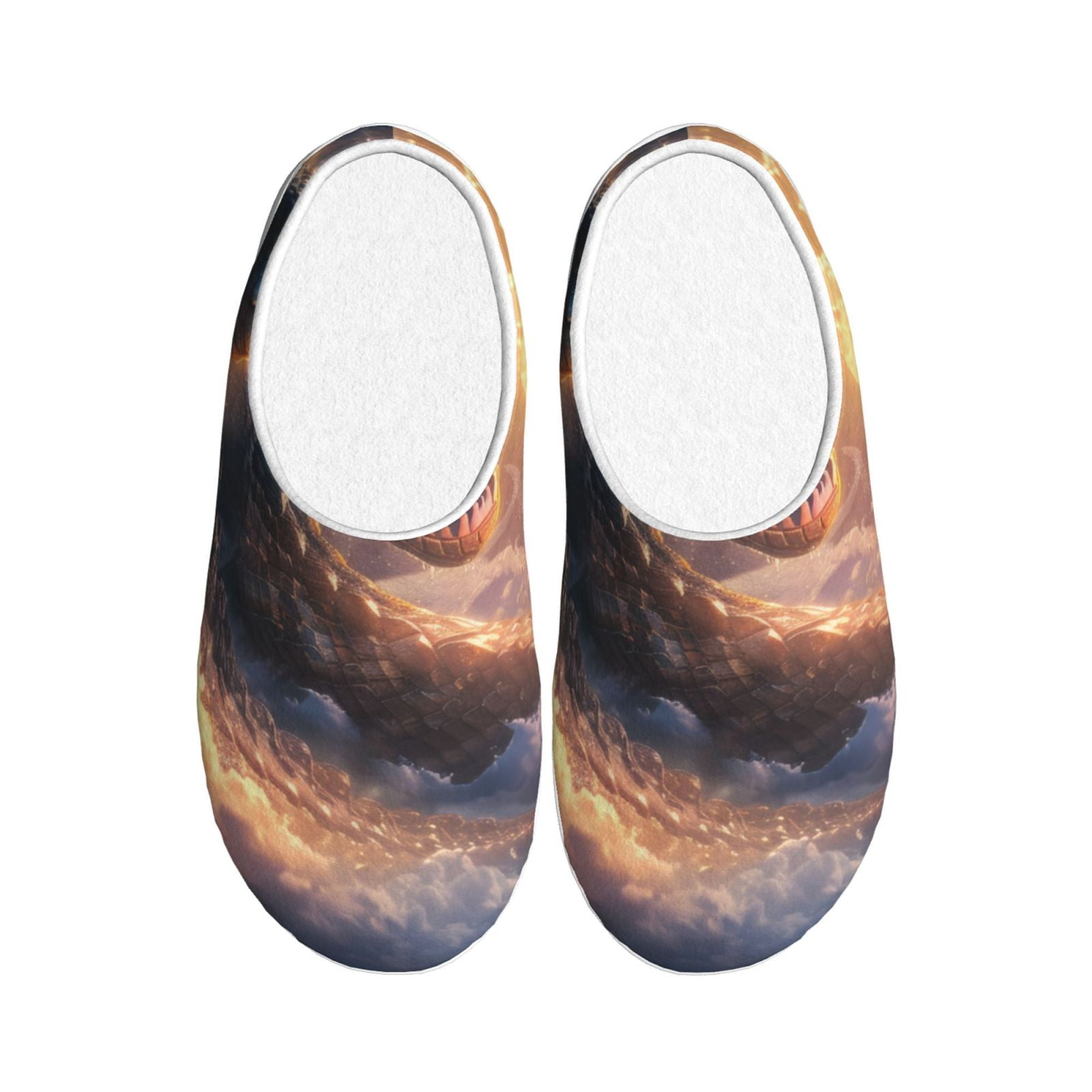 Fotbe Mythical Serpent Mountain Sunrise Pattern Women's Fuzzy Curly Fur ...