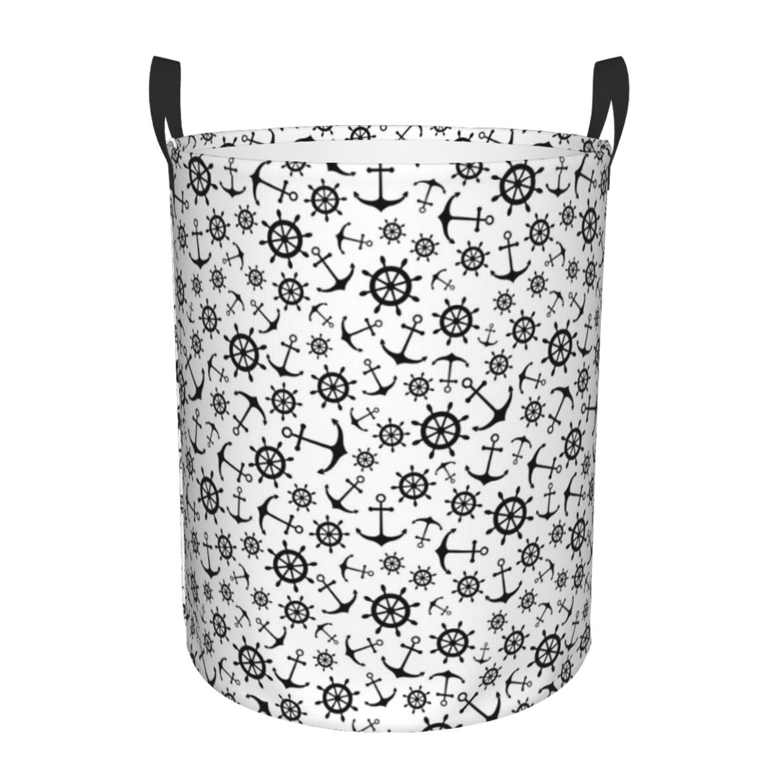 Fotbe Nautical Themed Simple Anchors Laundry Basket with Handles ...