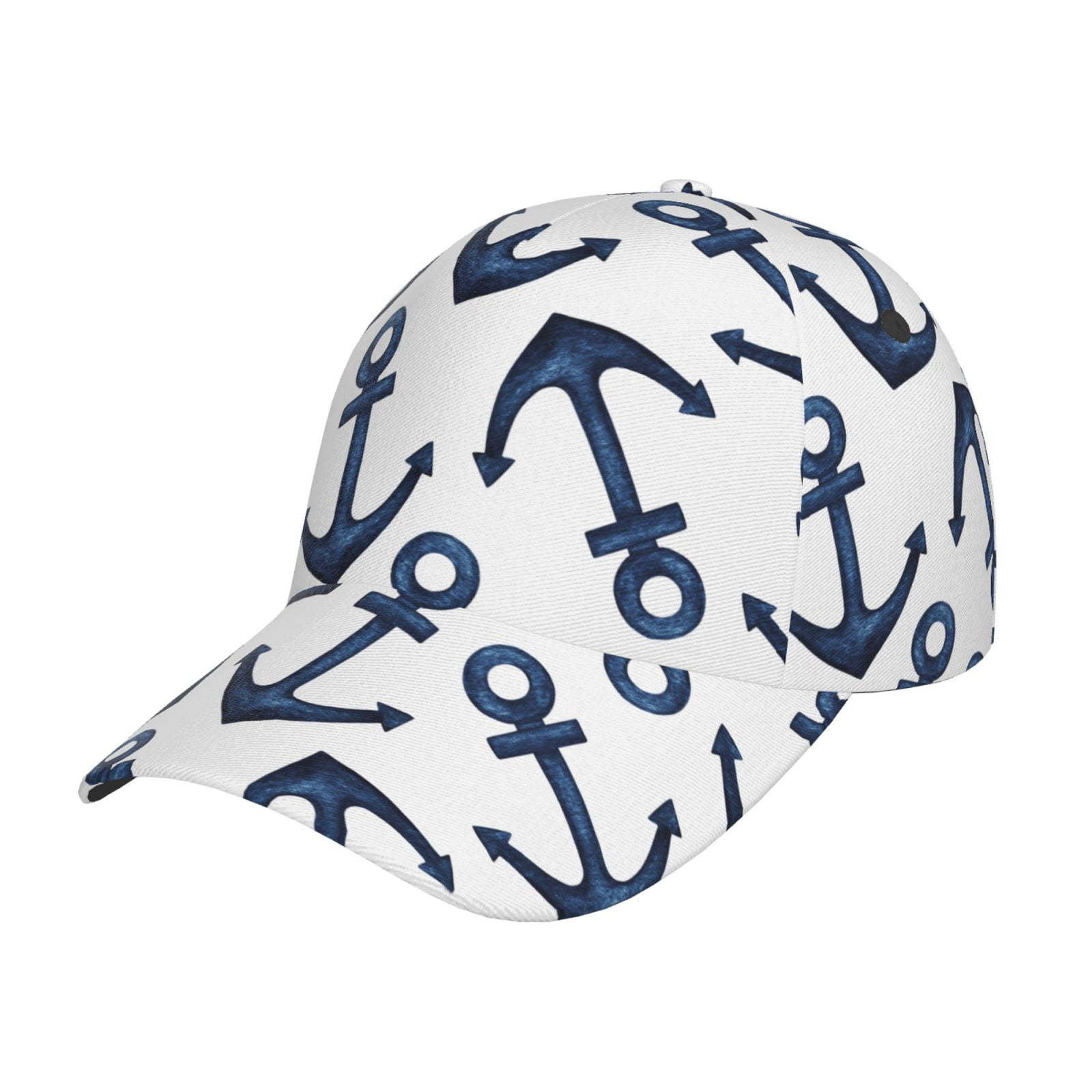 Fotbe Navy Blue Anchor Baseball Cap, Navy Blue Anchor Print Dad Hat ...