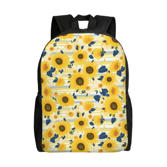 Fotbe Navy Blue Leaf Sunflower Travel Laptop Backpack, Business Slim ...