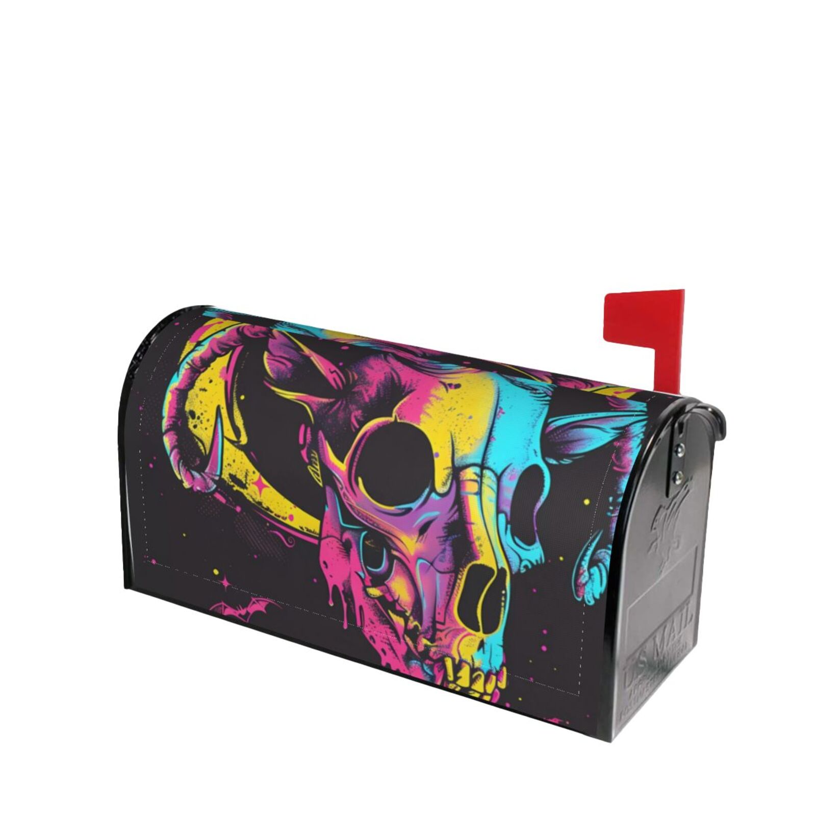 Fotbe Neon Gothic Skull Moon Mailbox Covers Post Letter Box Cover ...