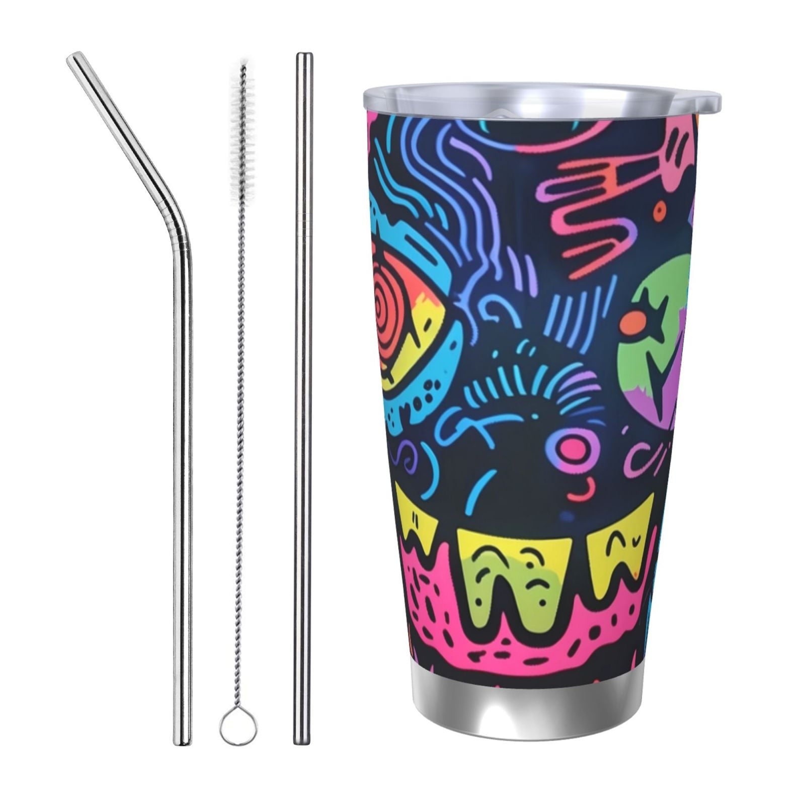 Fotbe Neon Graffiti Urban Art Pattern 20 oz Tumbler Stainless Steel Vacuum Insulated Coffee Ice ...