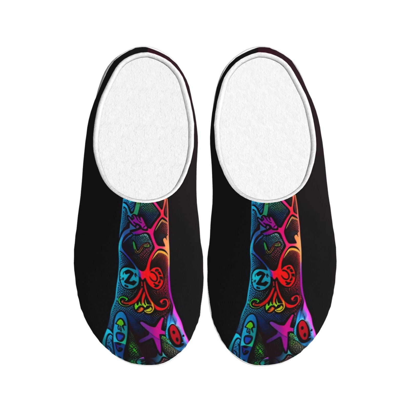 Fotbe Neon Psychedelic Giraffe Pattern Women's Fuzzy Curly Fur Memory ...