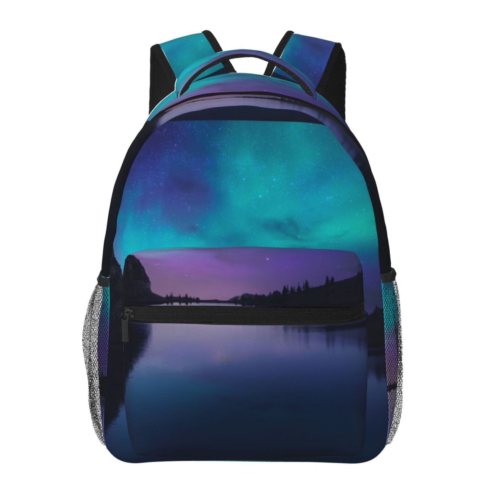 Fotbe Night At Lake Aurora Pattern Casual Backpack for School, Travel ...