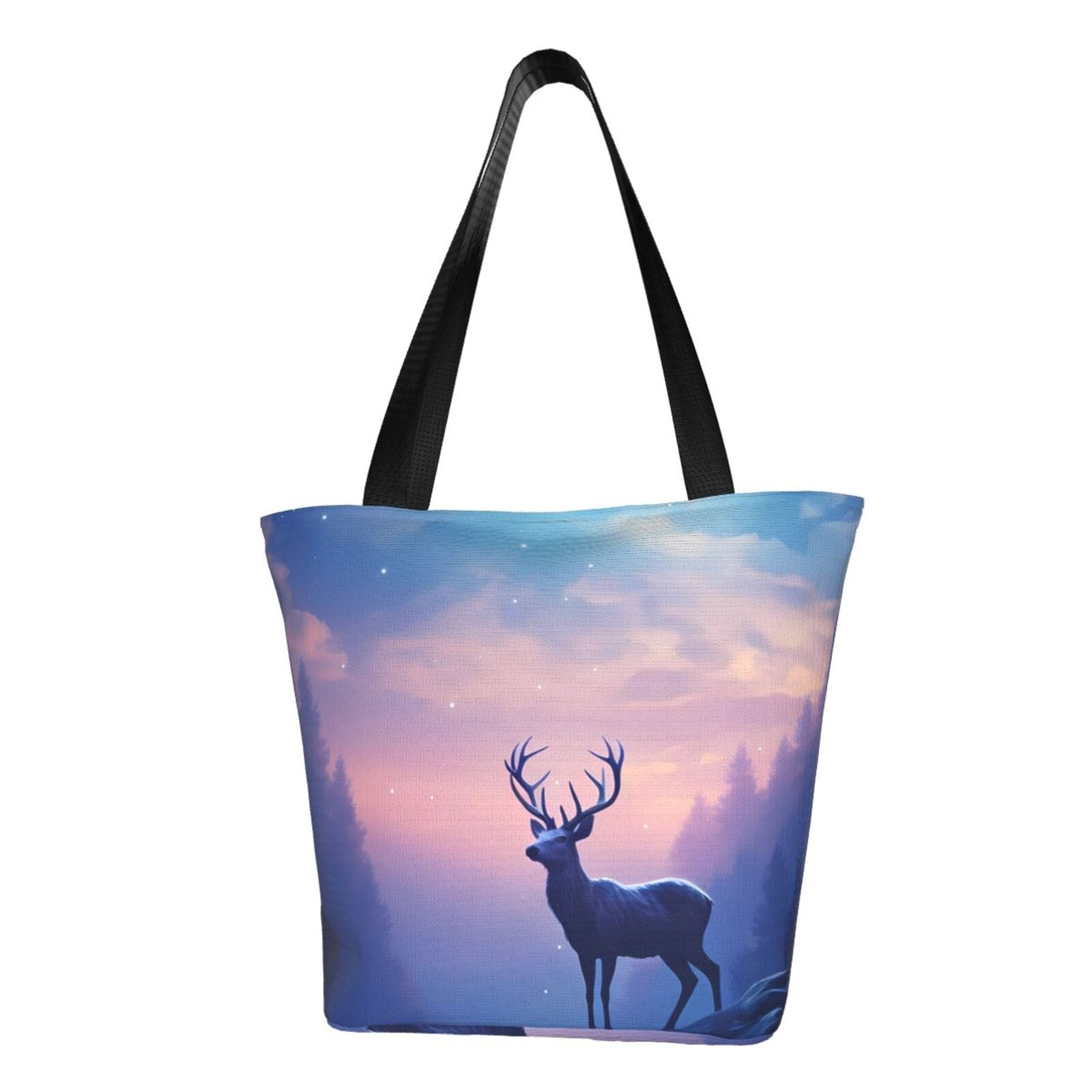 Fotbe Night Sky Elk Pattern Beach Tote,Shoulder Handbag,Spacious Tote ...