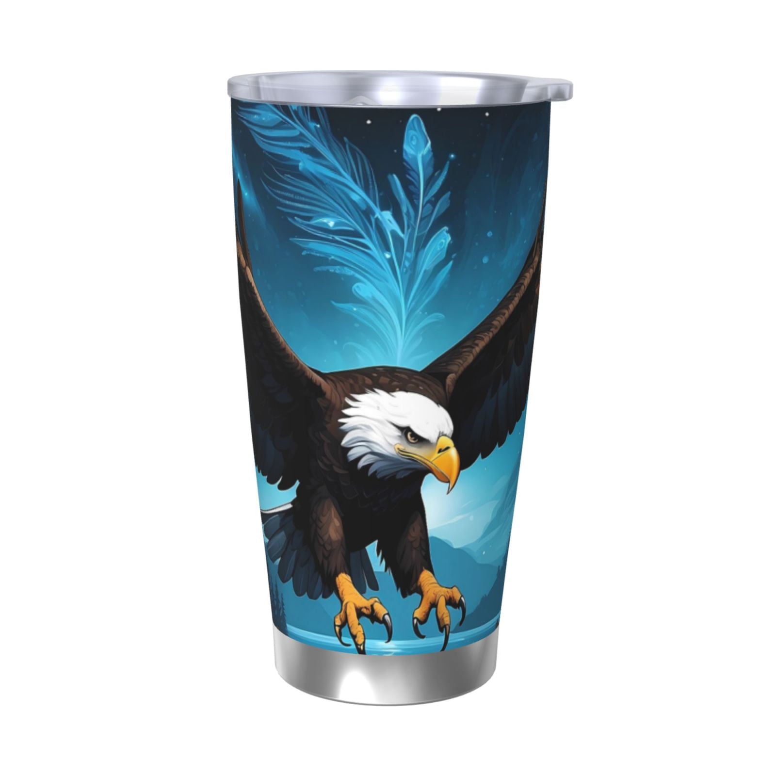Fotbe Night Sky Forest Bald Eagle Pattern 20 oz Tumbler Stainless Steel Vacuum Insulated Coffee ...