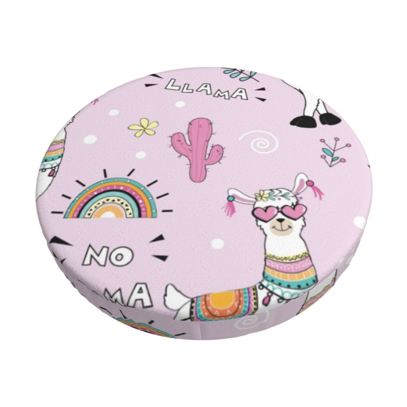 Fotbe No Drama Llama Stool Covers Round,Waterproof Round Bar Stool ...