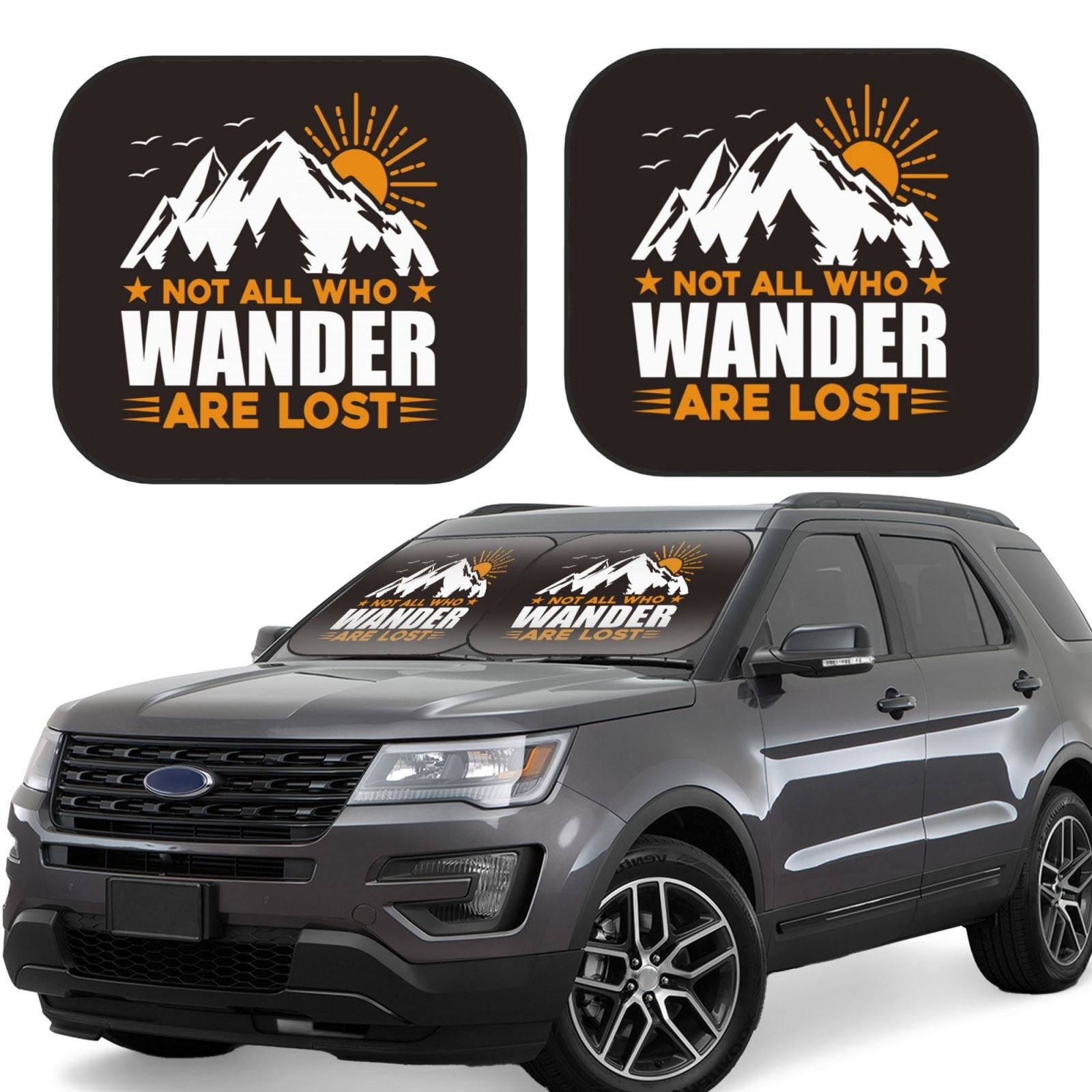 Fotbe Not All Who Wander Are Lost4 2-Piece Car Windshield Sun Shade ...