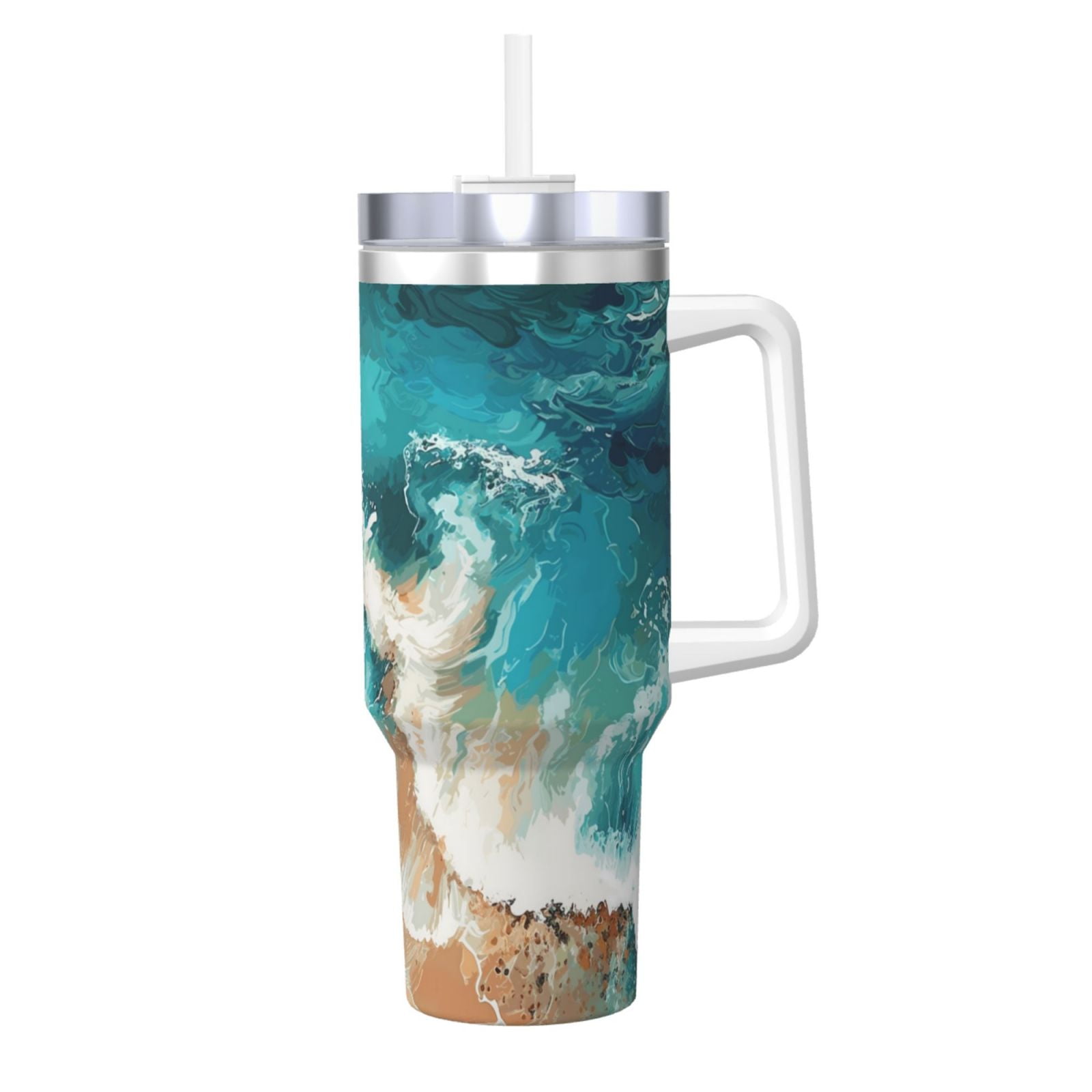 Fotbe Ocean Wave Crash Pattern 40oz Ice Bully With Handle And Straw ...