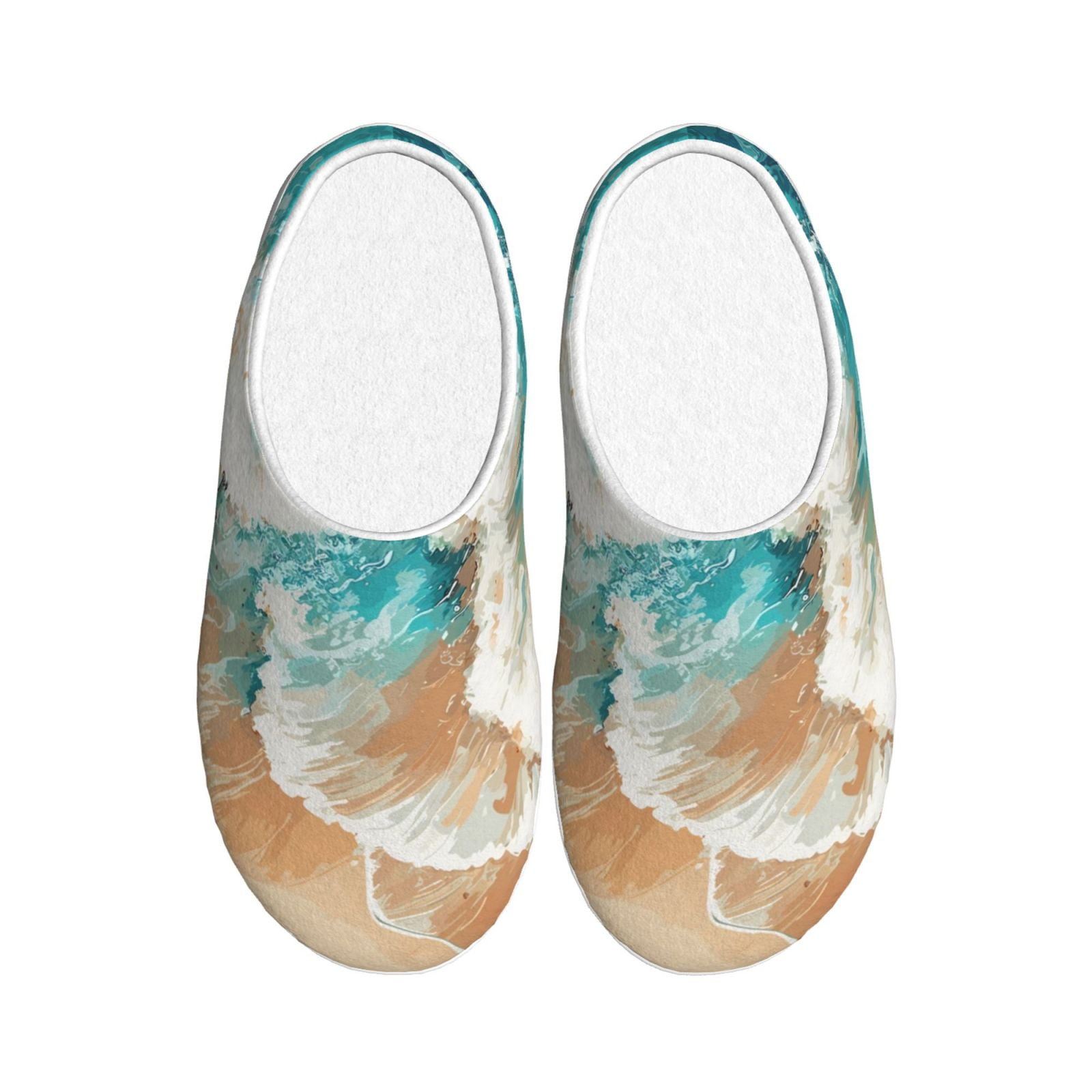 Fotbe Ocean Wave Crash Pattern Women's Fuzzy Curly Fur Memory Foam ...