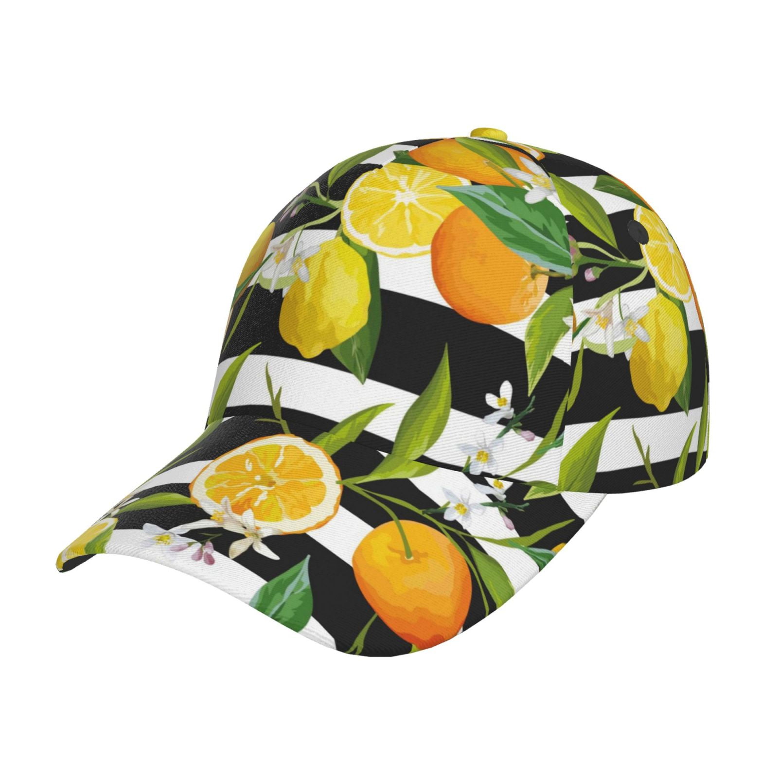 Fotbe Orange And Lemon Baseball Cap, Orange And Lemon Print Dad Hat ...