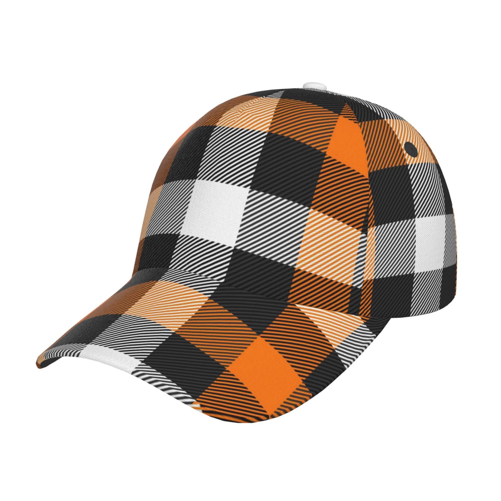 Fotbe Orange Plaid Baseball Cap, Orange Plaid Print Dad Hat,Outdoor Hat ...