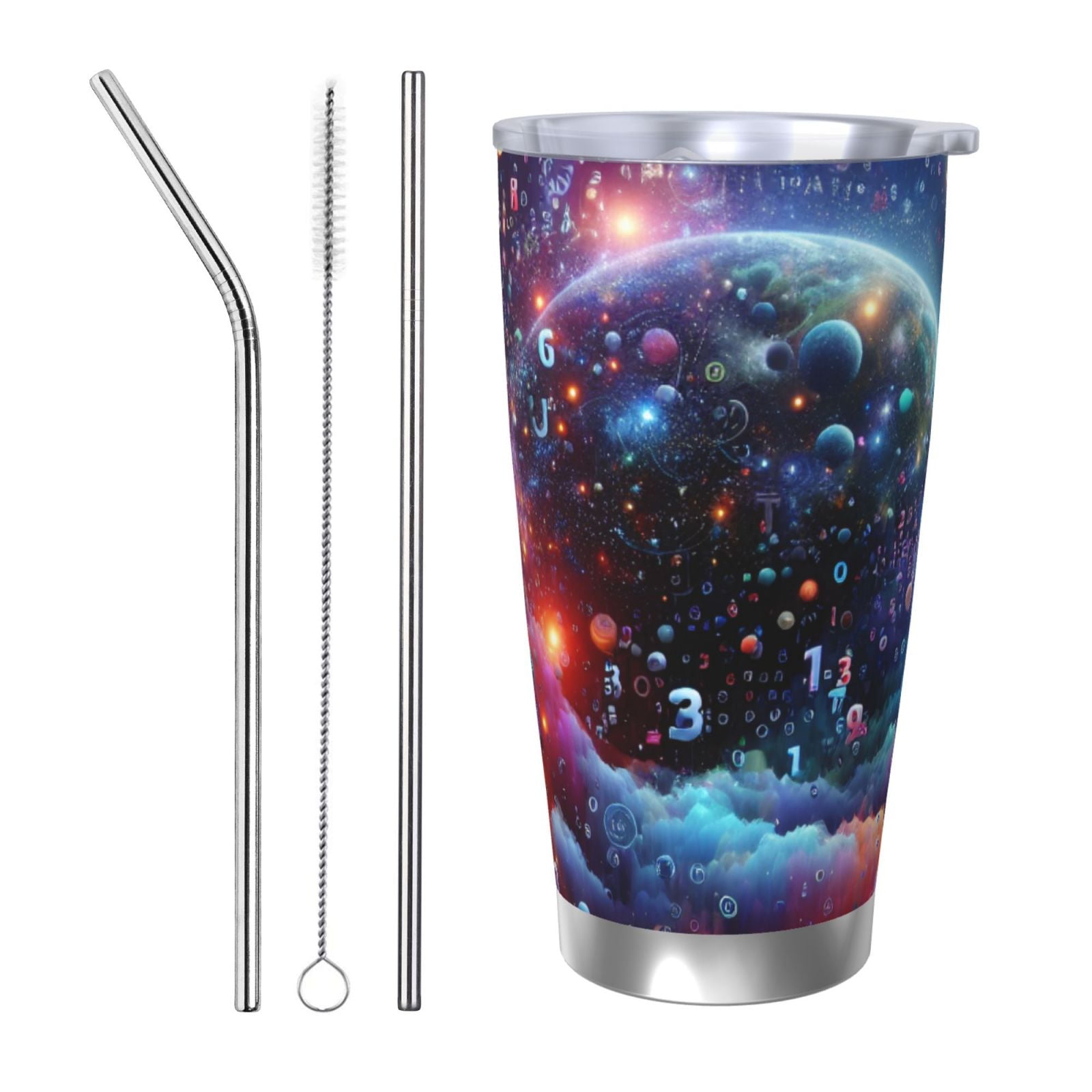 Fotbe Outer Space Floating Numbers And Letters Pattern 20 oz Tumbler ...